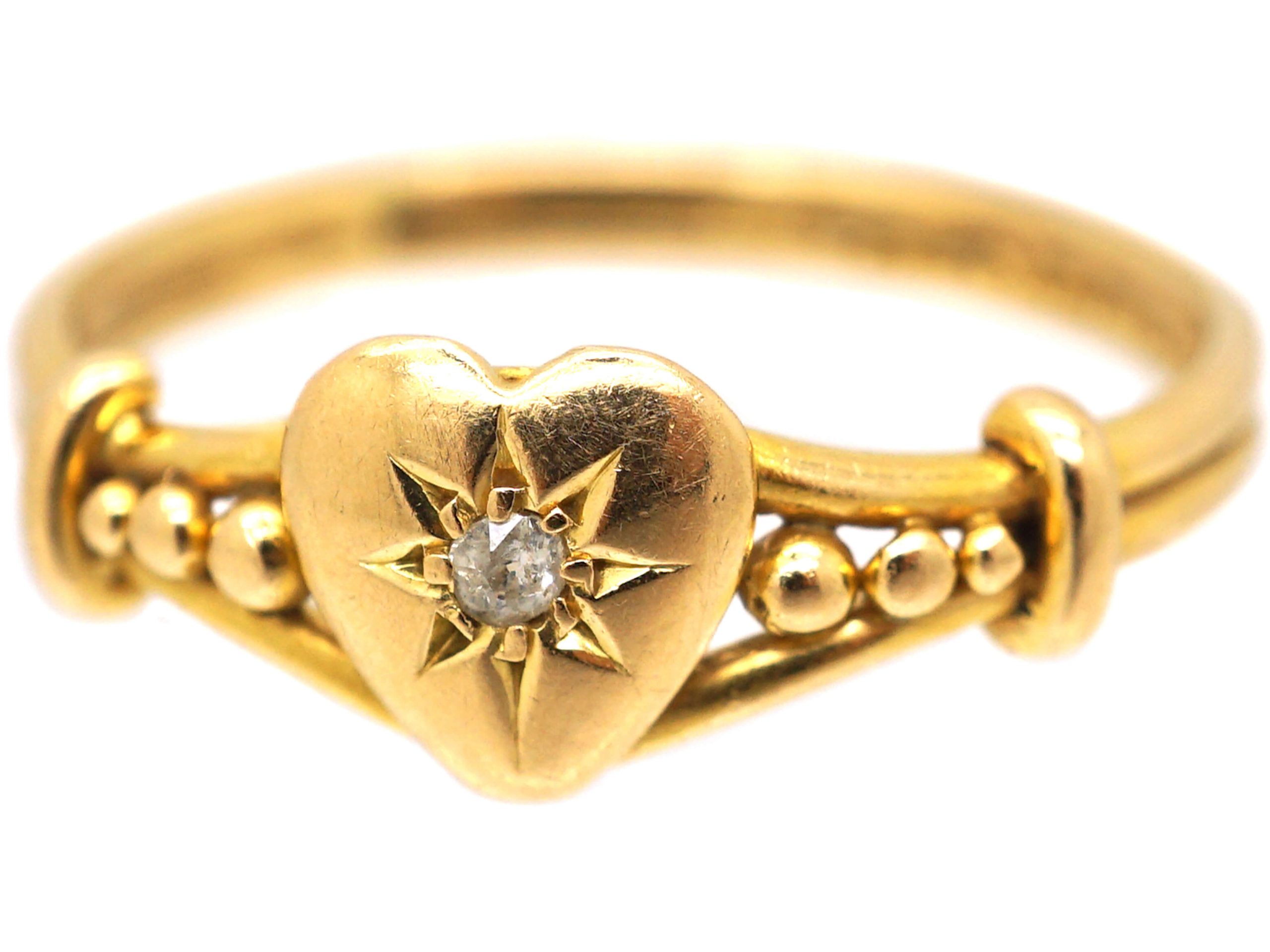Edwardian 18ct Gold Heart Shaped Ring set with a Diamond (985W) | The ...