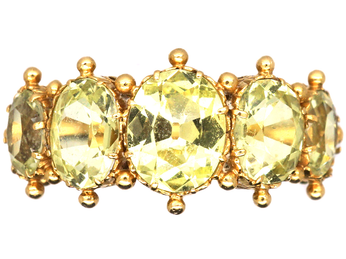Georgian 18ct Gold Five Stone Chrysolite Ring (998W) | The Antique ...