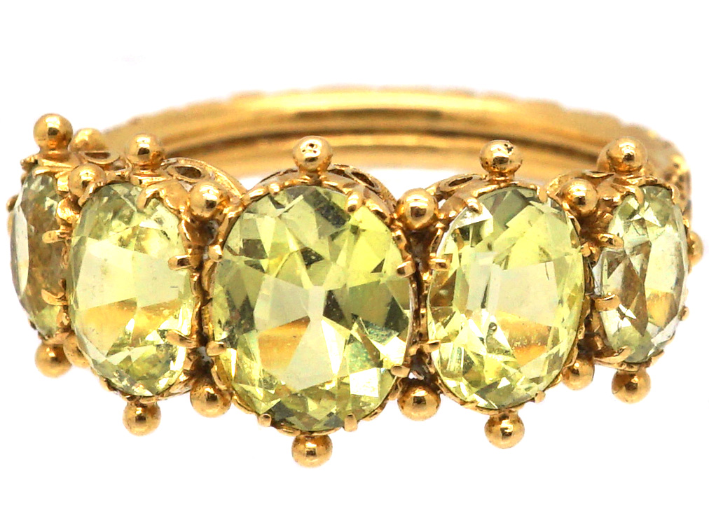 Georgian 18ct Gold Five Stone Chrysolite Ring (998W) | The Antique ...