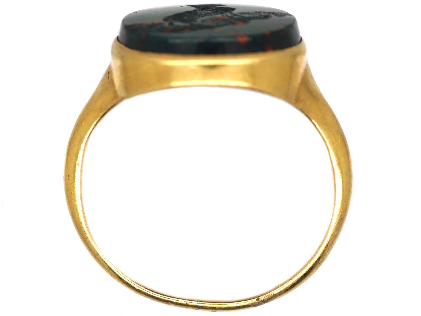 Victorian 18ct Gold Signet Ring with Bloodstone Intaglio of a Ram (32W ...