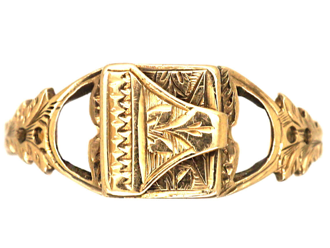 Victorian 9ct Gold Envelope Locket Ring (661U) | The Antique Jewellery ...