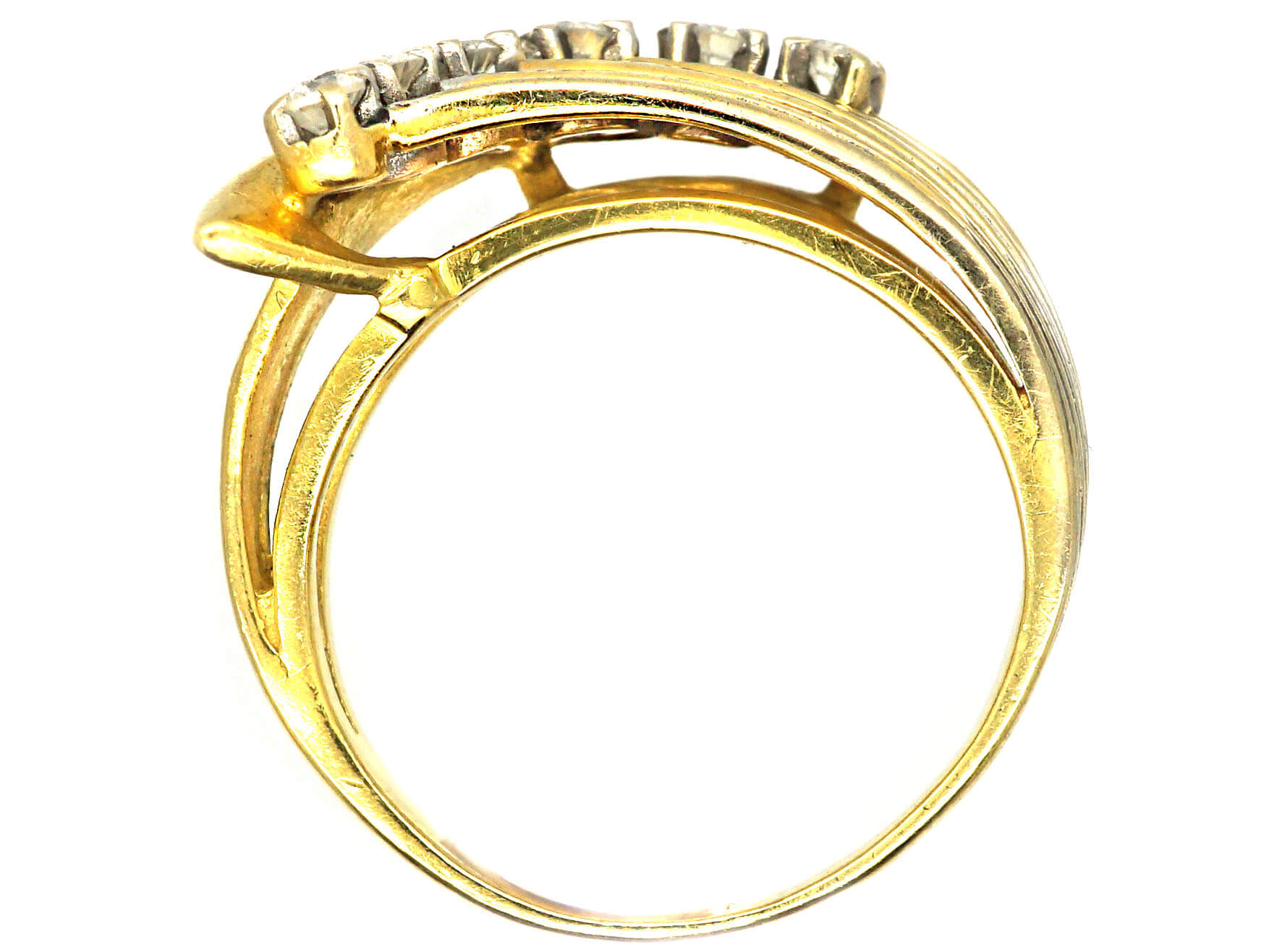 18ct Gold Modernist Swirl Ring set with Diamonds (974W) | The Antique ...