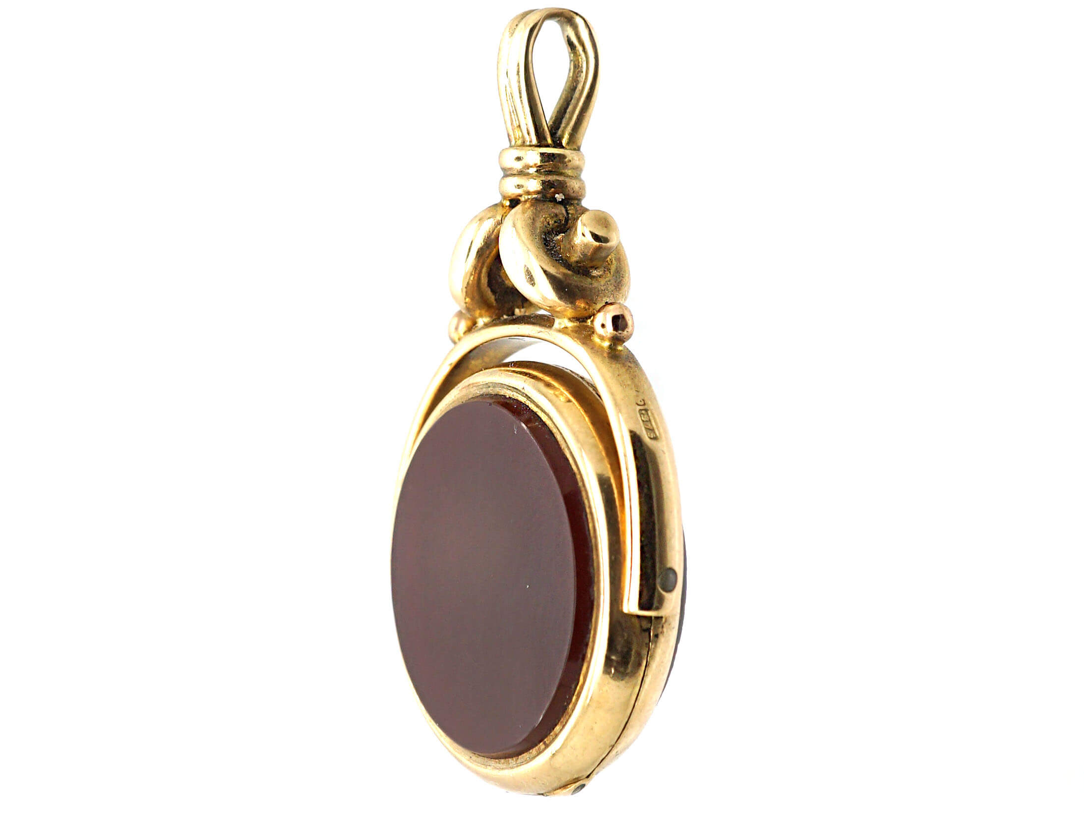 Victorian Large 9ct Gold Swivel Fob & Locket set with Bloodstone ...