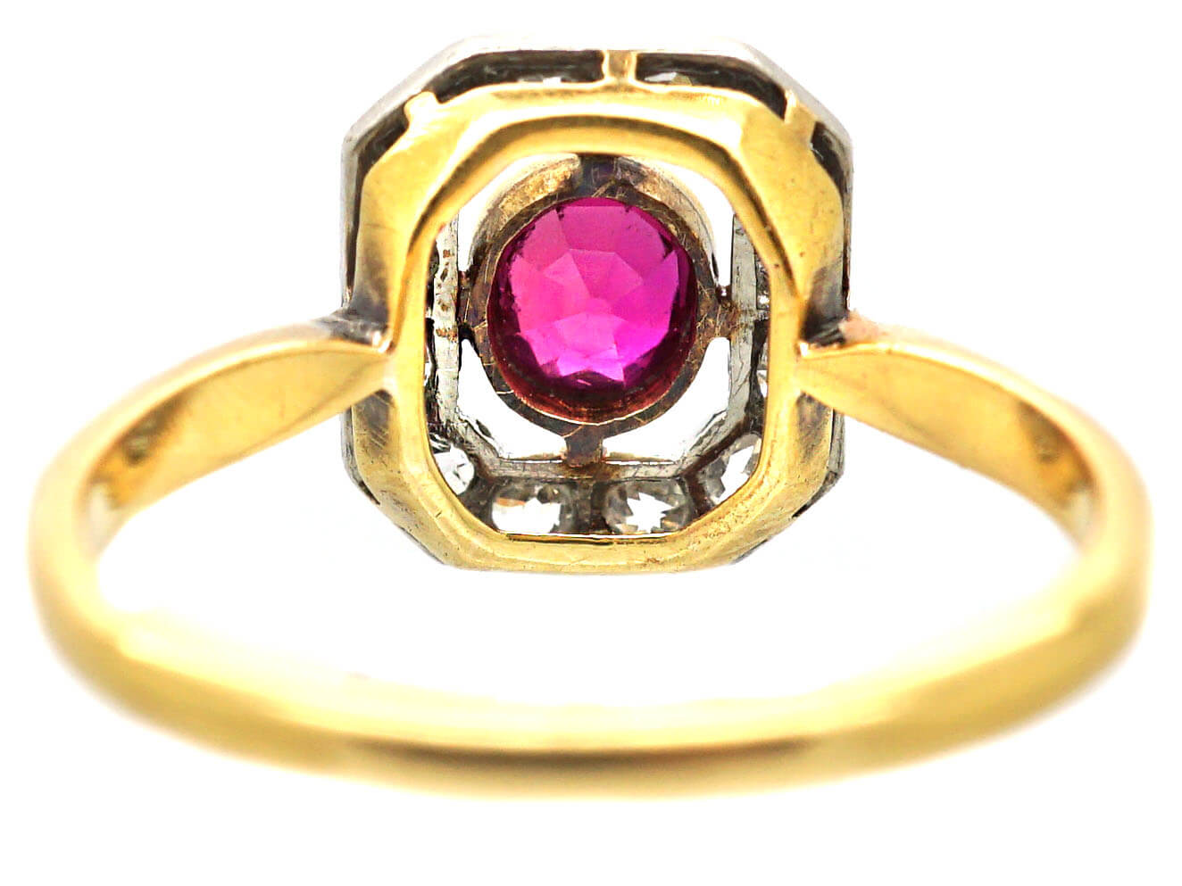Early 20th Century 18ct Gold & Platinum, Ruby & Diamond Rectangular Shaped Ring (24X) | The ...