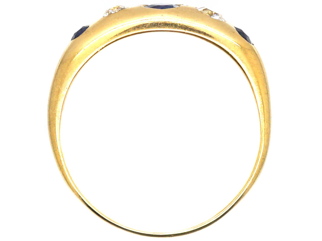 Victorian 18ct Gold Ring Rub Over Set with Sapphires & Diamonds by ...