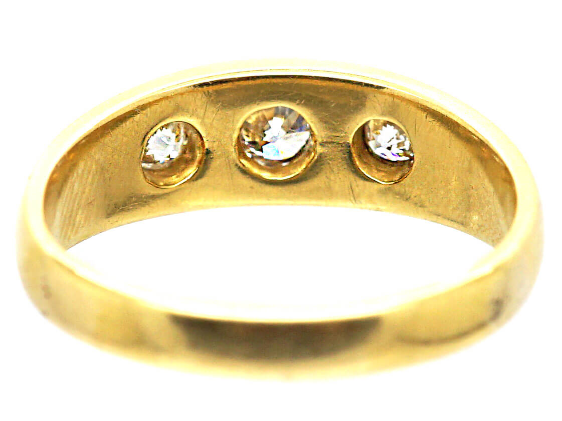 Victorian 18ct Gold Three Stone Diamond Gypsy Ring (29X) | The Antique ...