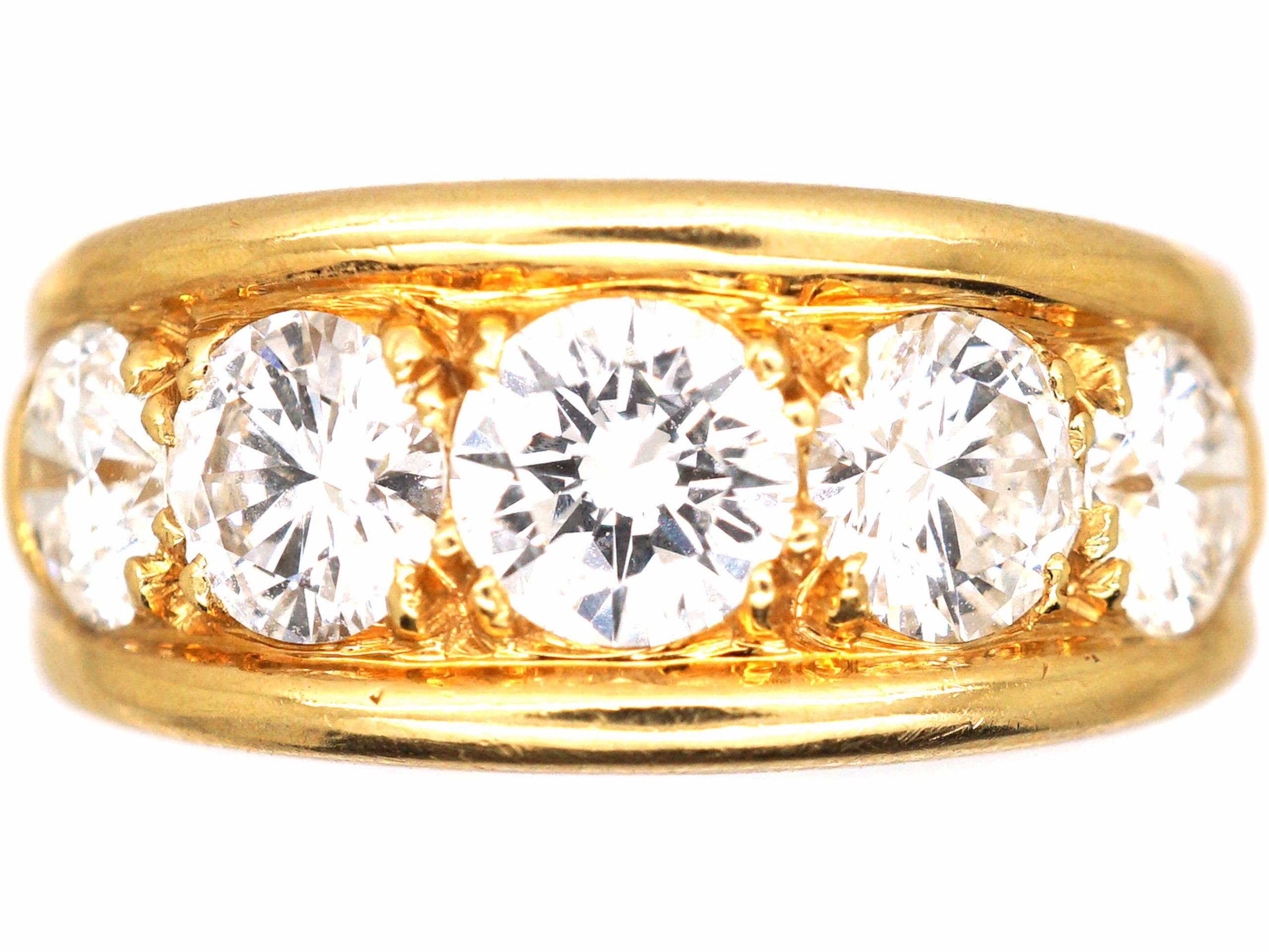 French 18ct Gold Five Stone Diamond Ring set with D colour Flawless ...