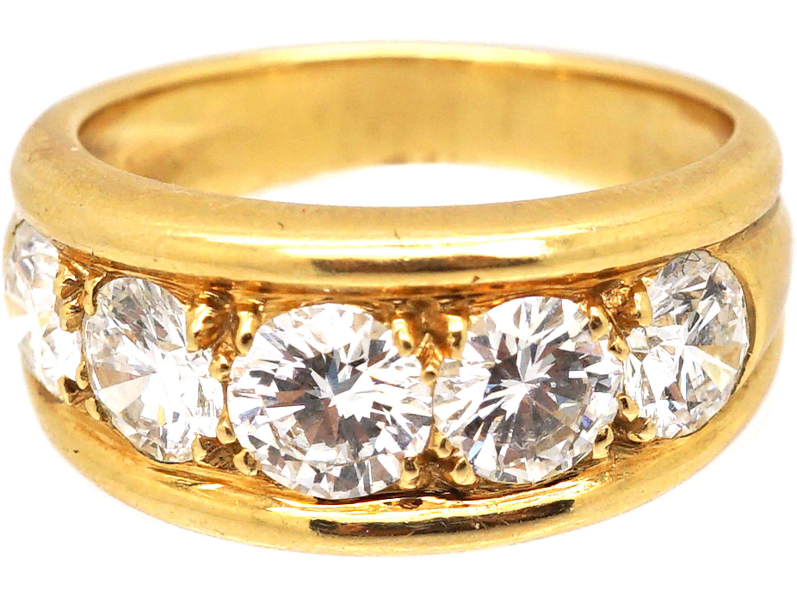 French 18ct Gold Five Stone Diamond Ring set with D colour Flawless ...