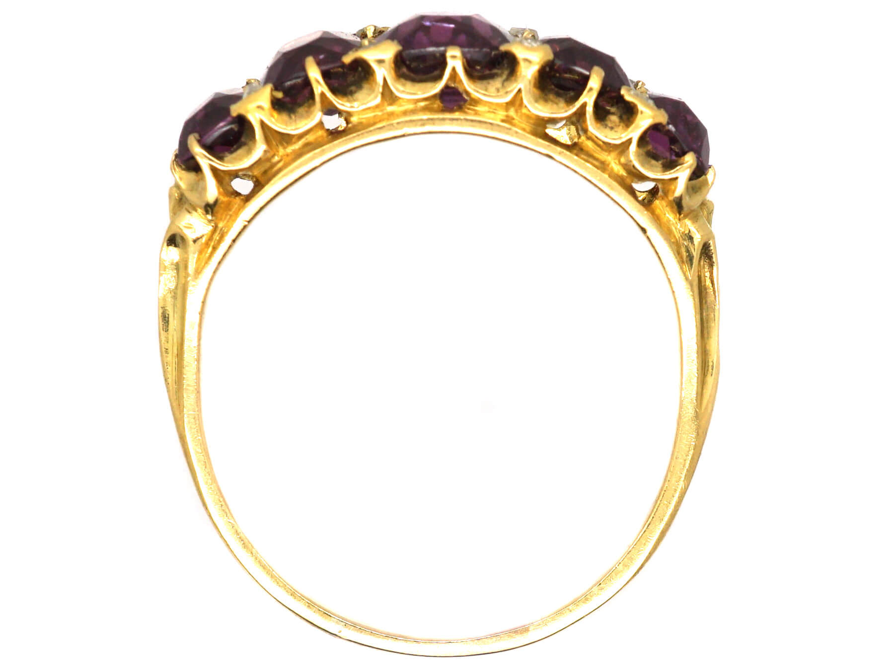 Victorian 18ct Gold Five Stone Almandine Garnet Ring with Rose Diamond ...