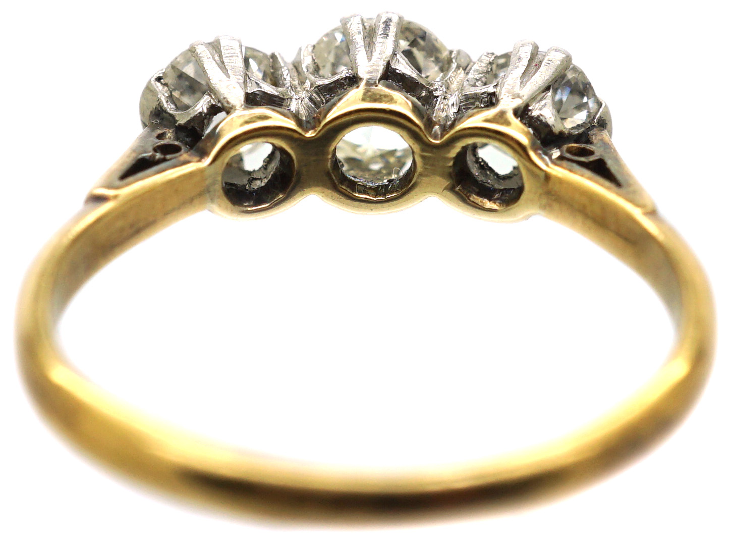 Early 20th Century 18ct Gold & Platinum, Three Stone Diamond Ring (640U ...