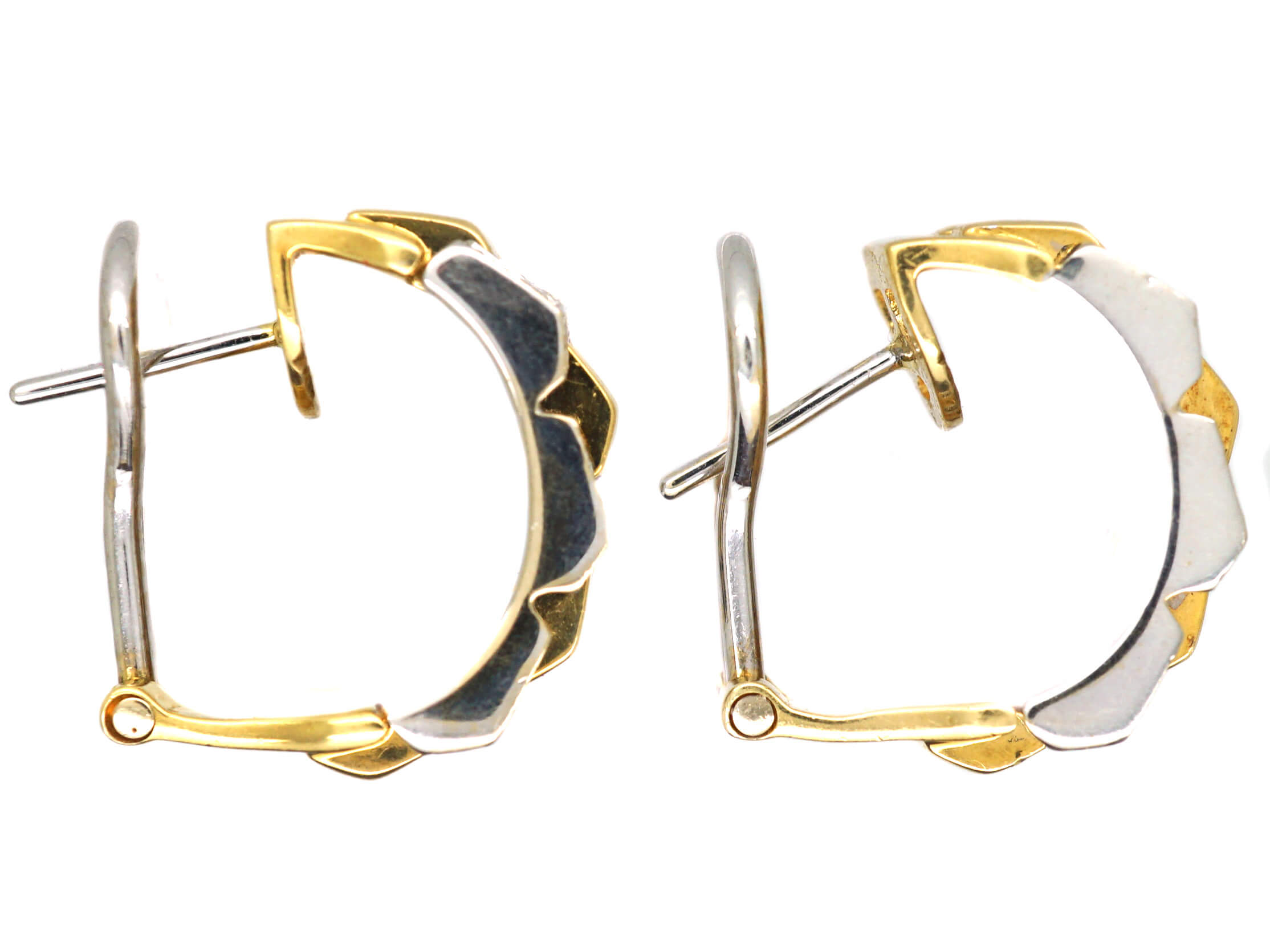 18ct Gold & Diamond Angled Hoop Earrings (100X) | The Antique Jewellery ...
