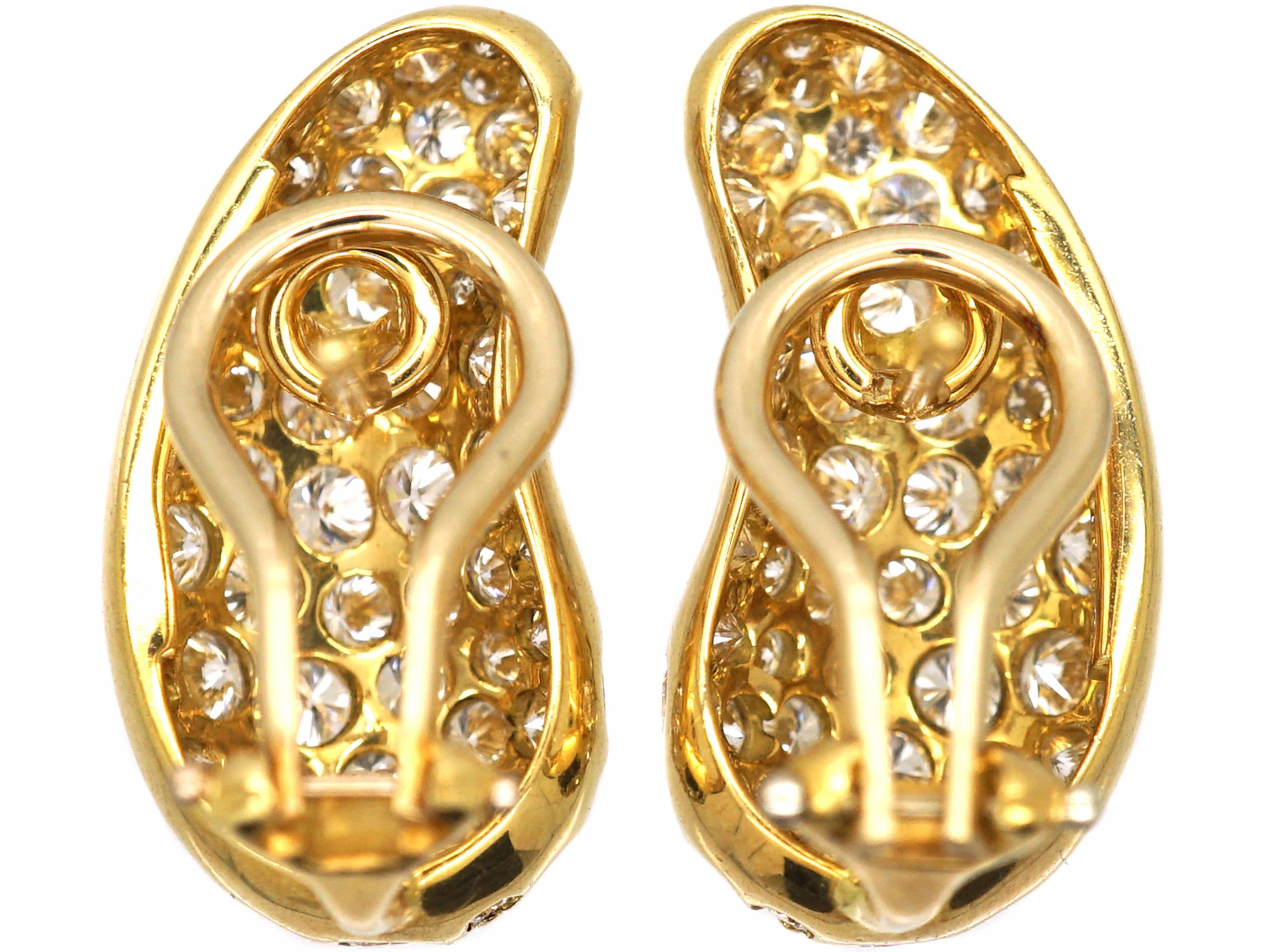 Vintage Tiffany 18ct Gold & Diamond Bean Earrings by Elsa Peretti (993W ...