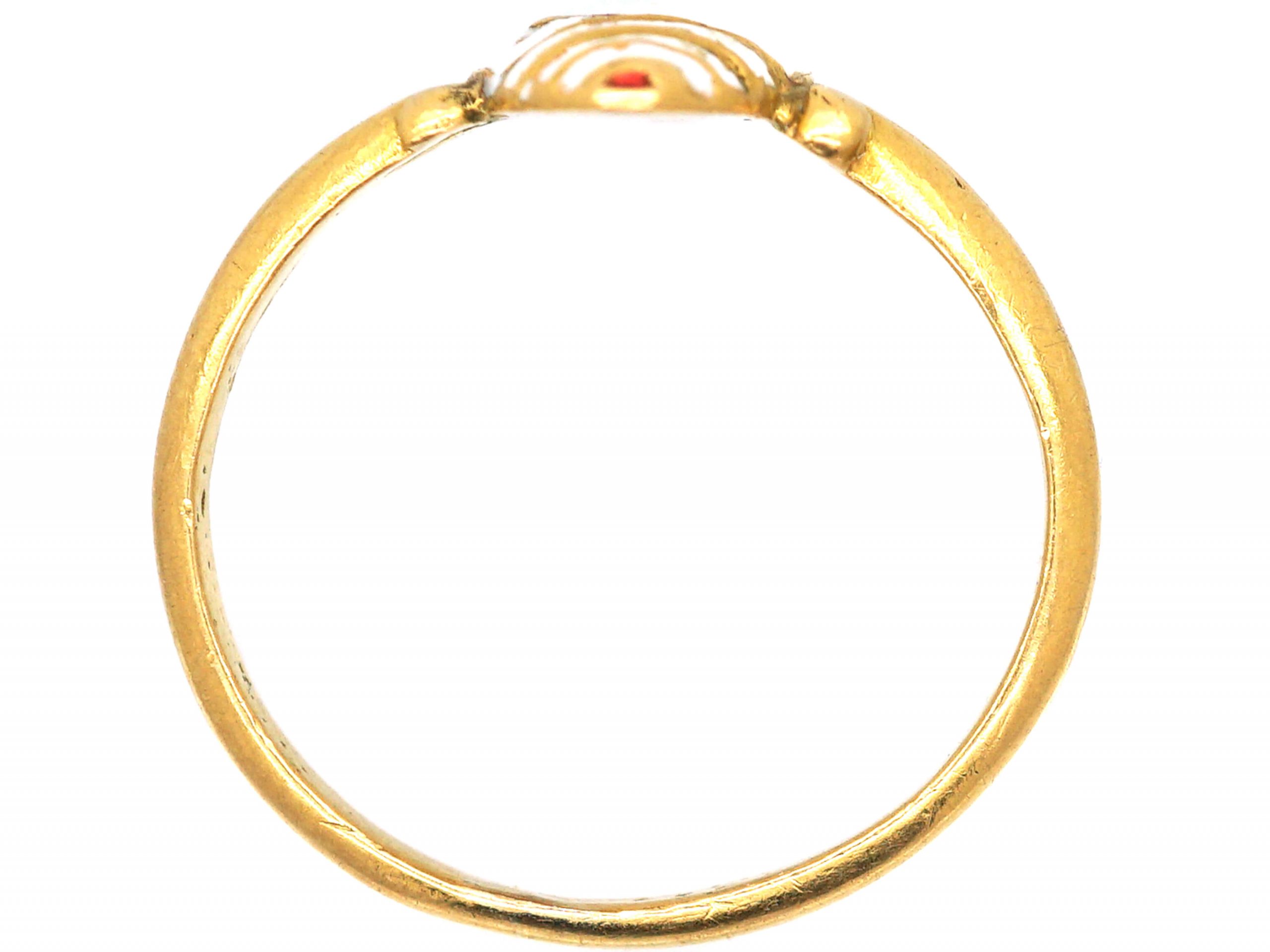 Georgian 18ct Gold Ring with Enamelled Conch Shell (162X) | The Antique ...