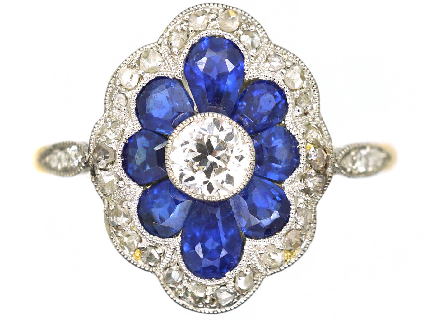 Early 20th Century 18ct Gold & Platinum, Sapphire & Diamond Oval ...