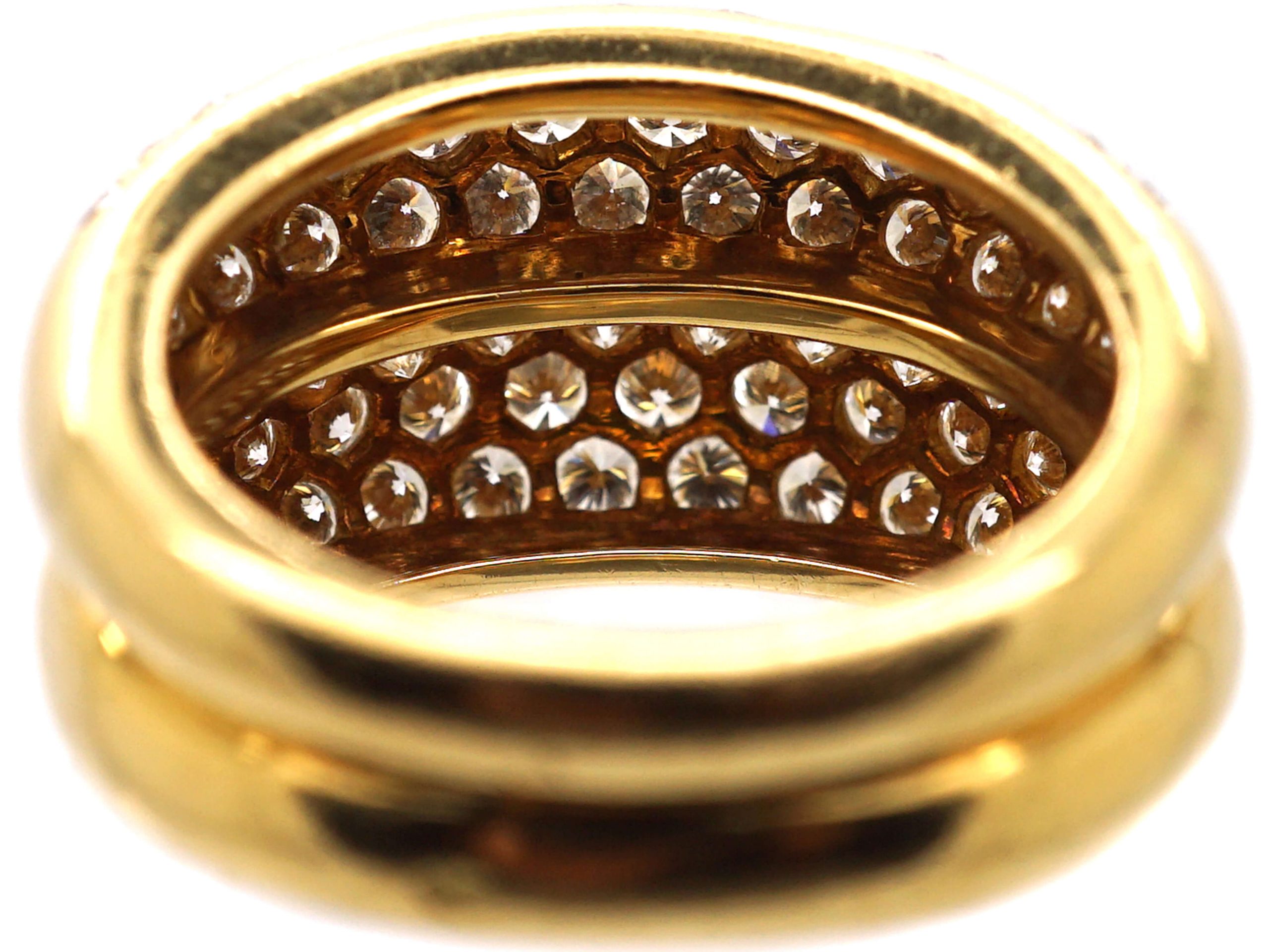 Vintage 18ct Yellow Gold Two Row Band Ring Set with Diamonds by Cartier ...