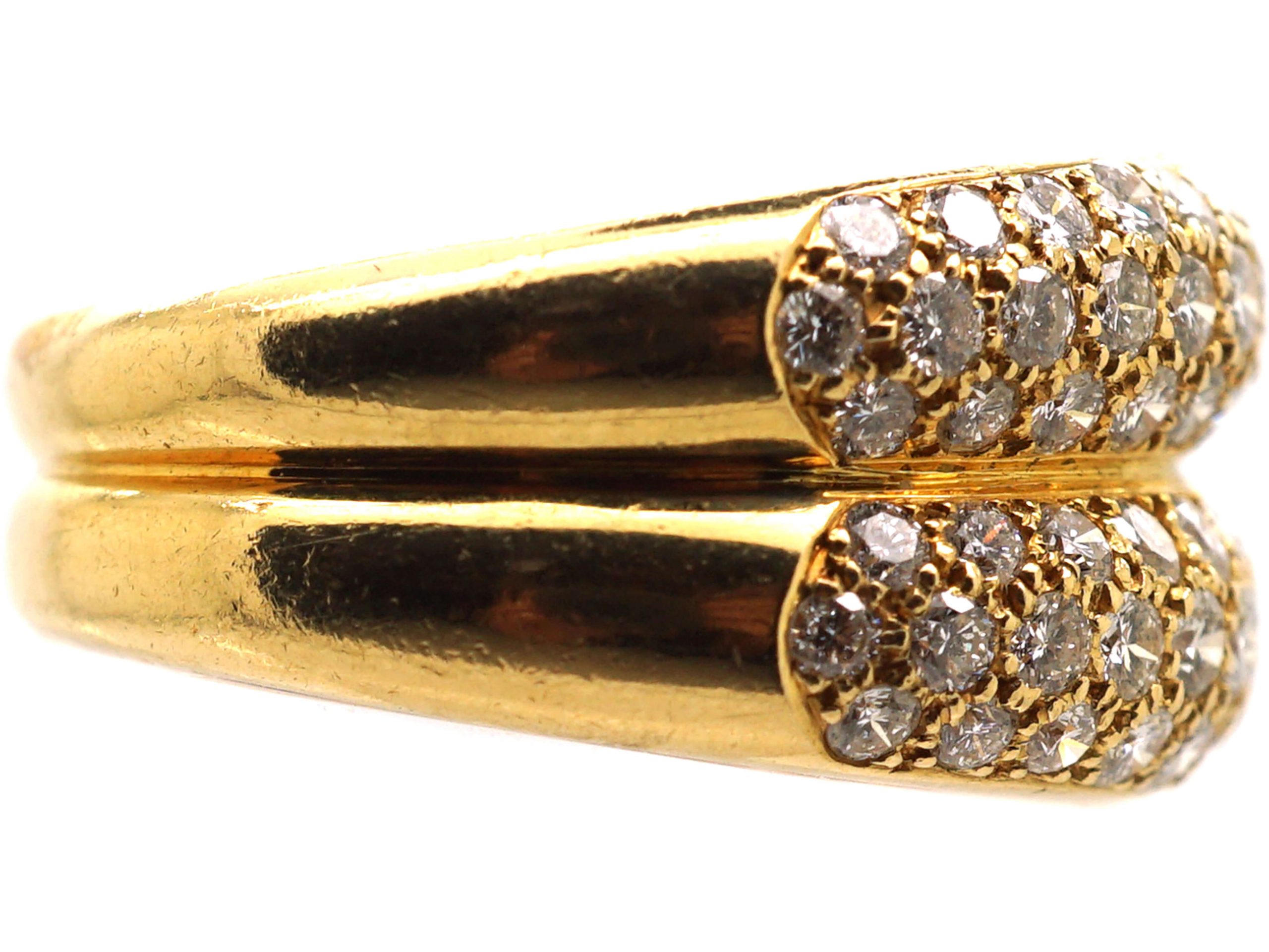 Vintage 18ct Yellow Gold Two Row Band Ring Set with Diamonds by Cartier ...
