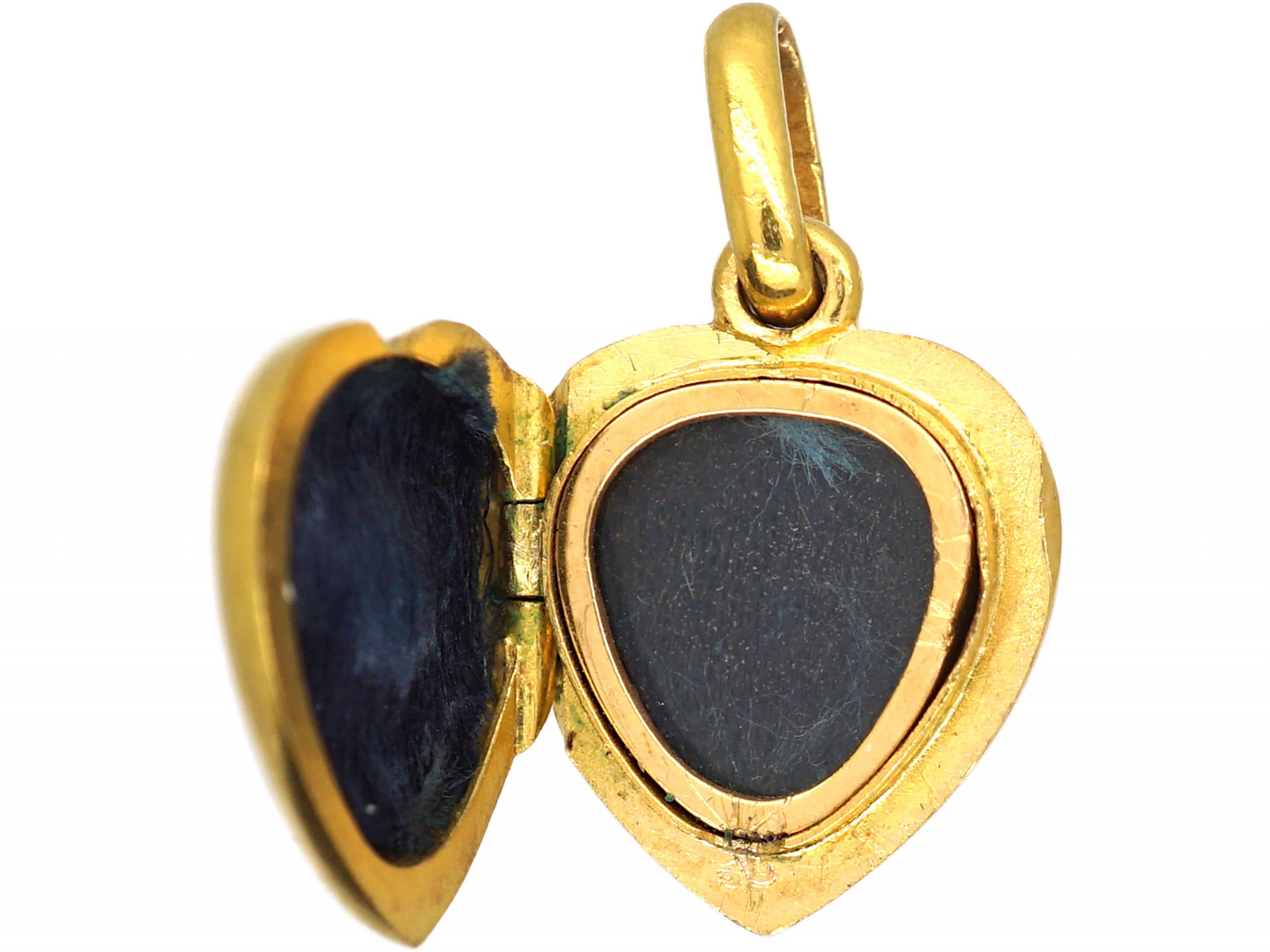Edwardian 18ct Gold Heart Shaped Locket set with a Diamond (199X) | The ...