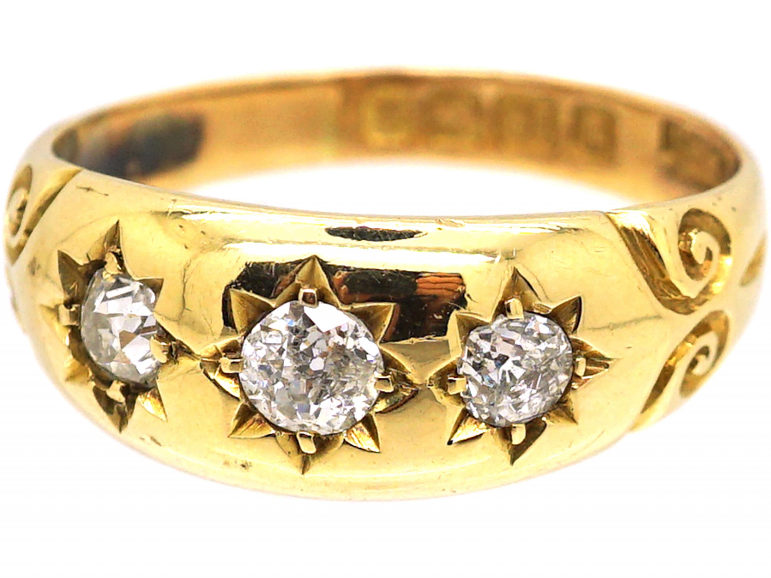 Victorian 18ct Gold, Three Stone Diamond Gypsy Ring (219X) | The ...