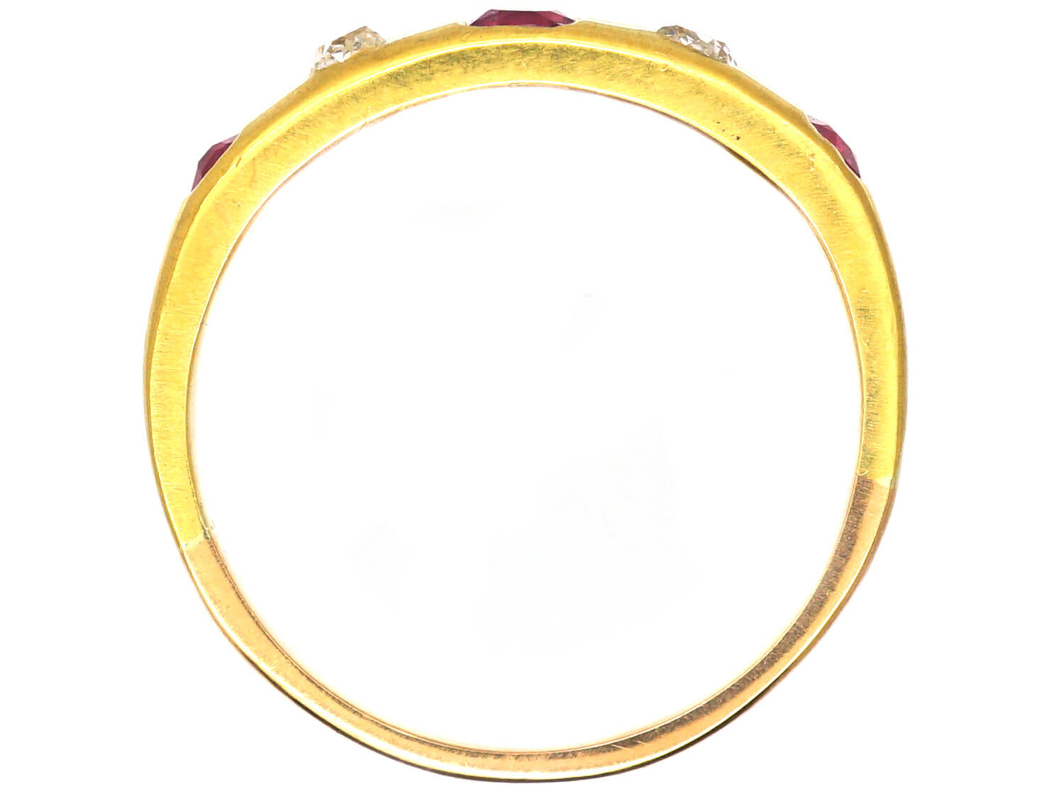Edwardian 18ct Gold Rub Over Set Ruby & Diamond Five Stone Ring (302X ...
