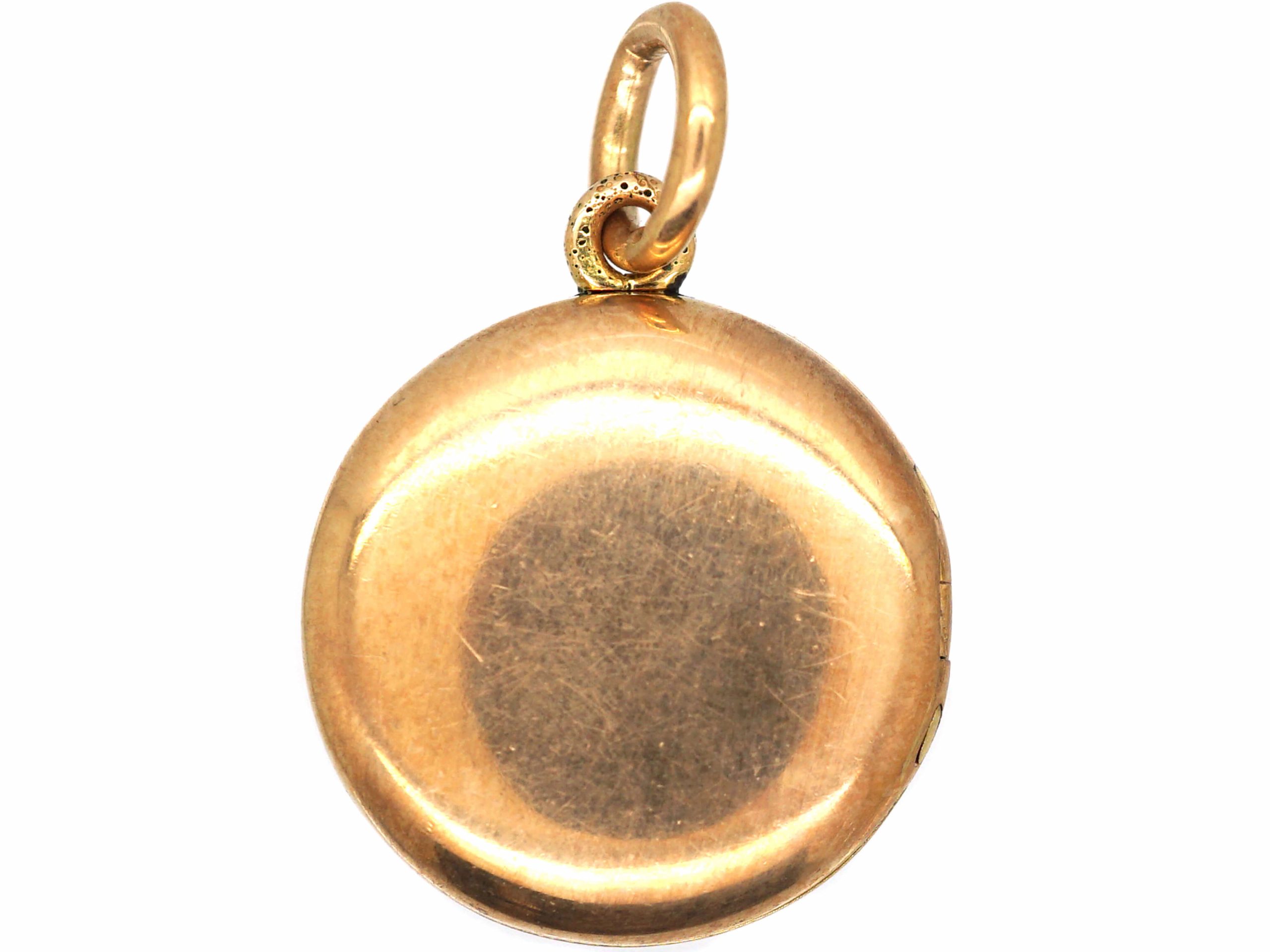 Victorian 15ct Gold & Turquoise Enamel Round Locket set with a Diamond ...