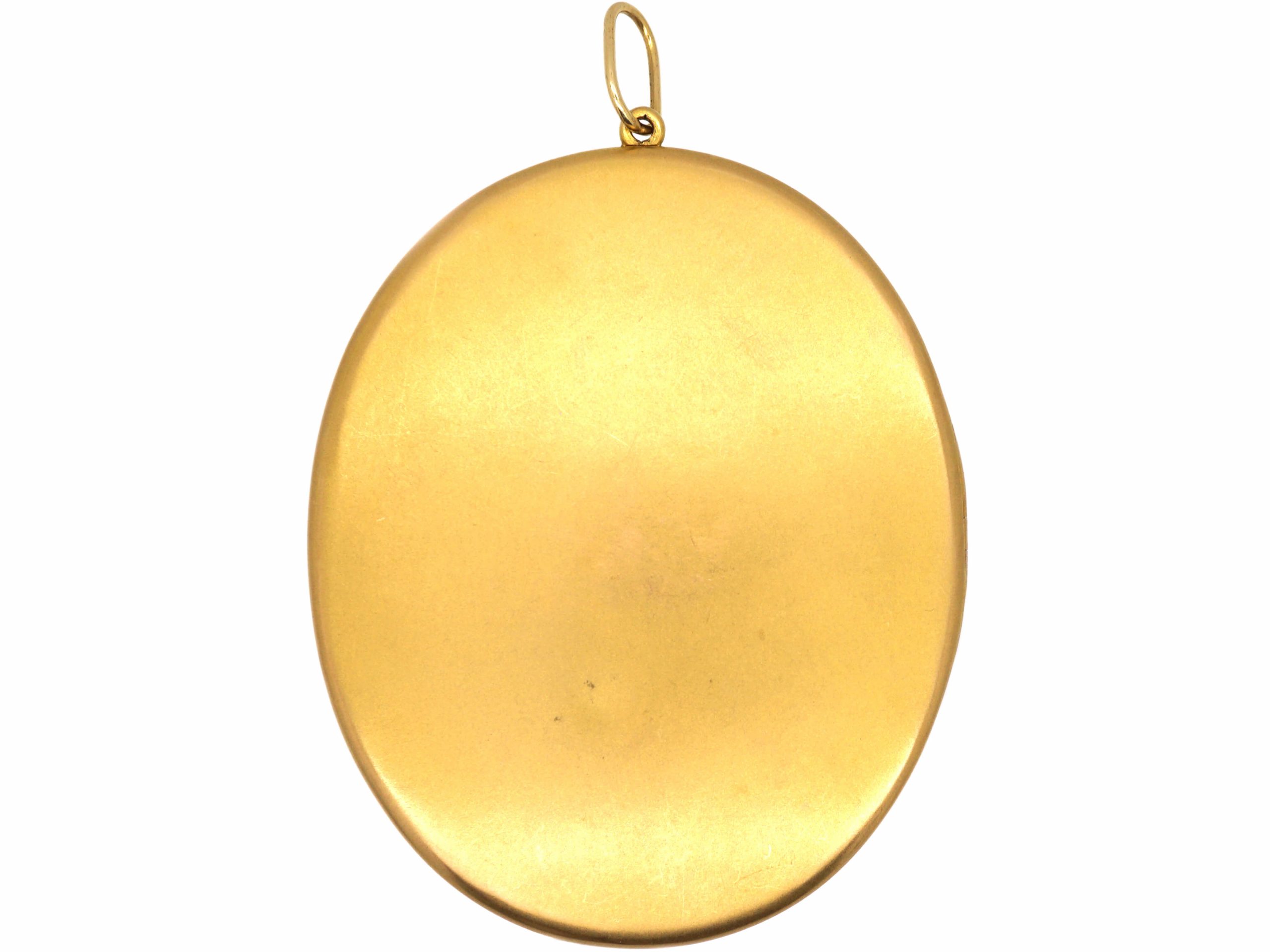 Victorian Large 15ct Gold Oval Locket with Flower Spray set with ...