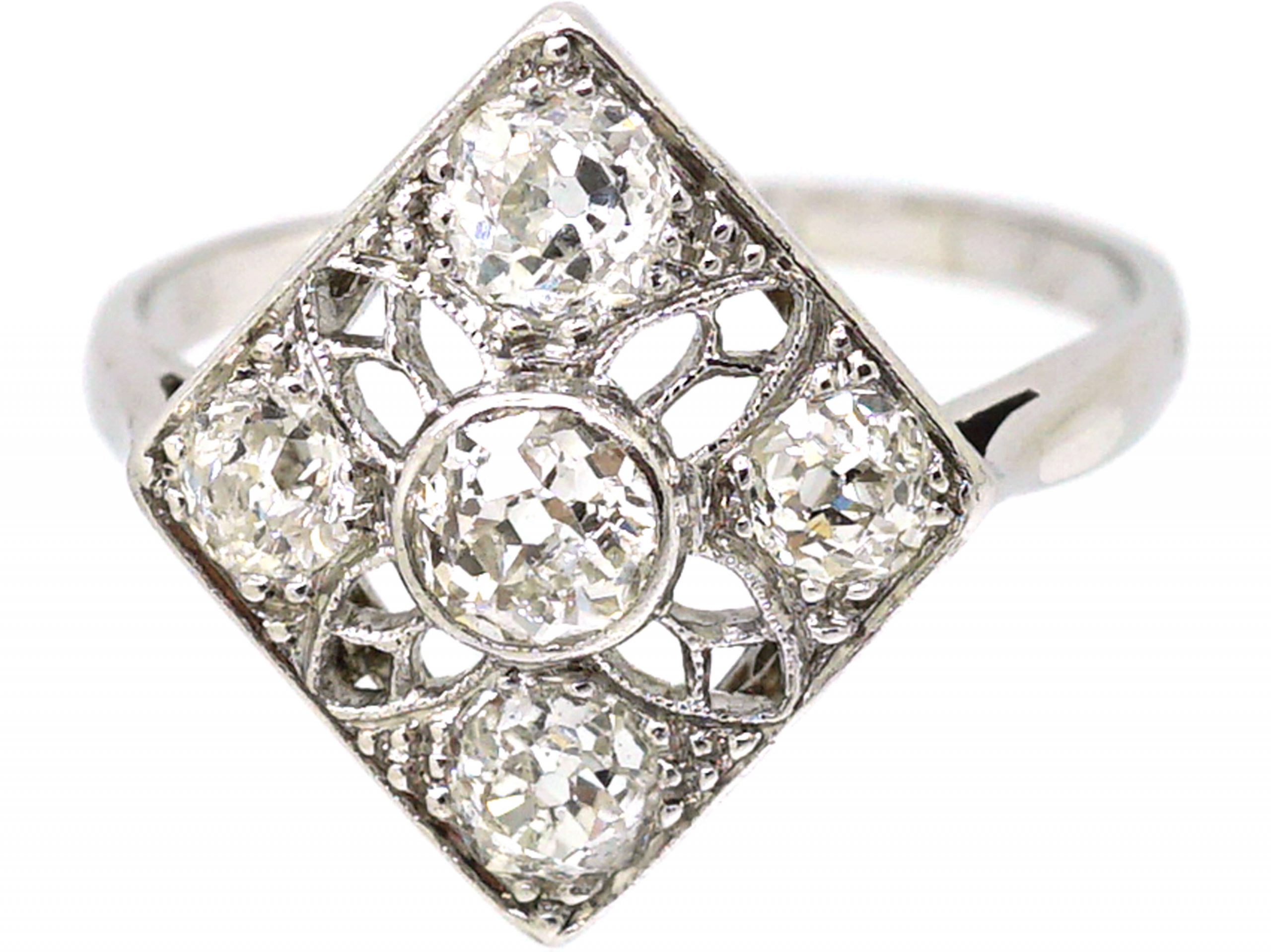 Early 20th Century 18ct White Gold, Diamond Shaped Ring set with ...