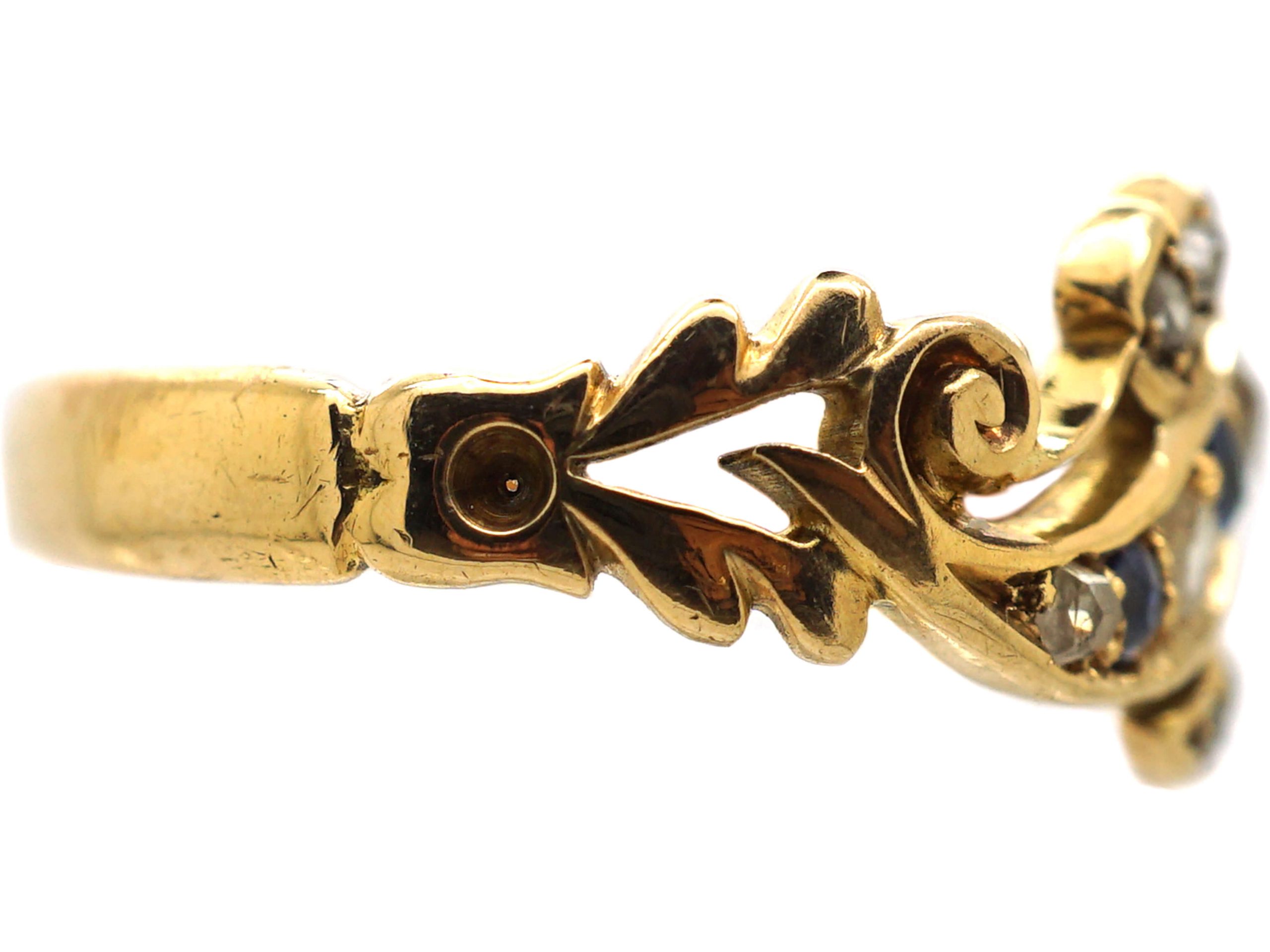 Edwardian 18ct Gold Twist Ring set with Sapphires & Diamonds (358X ...