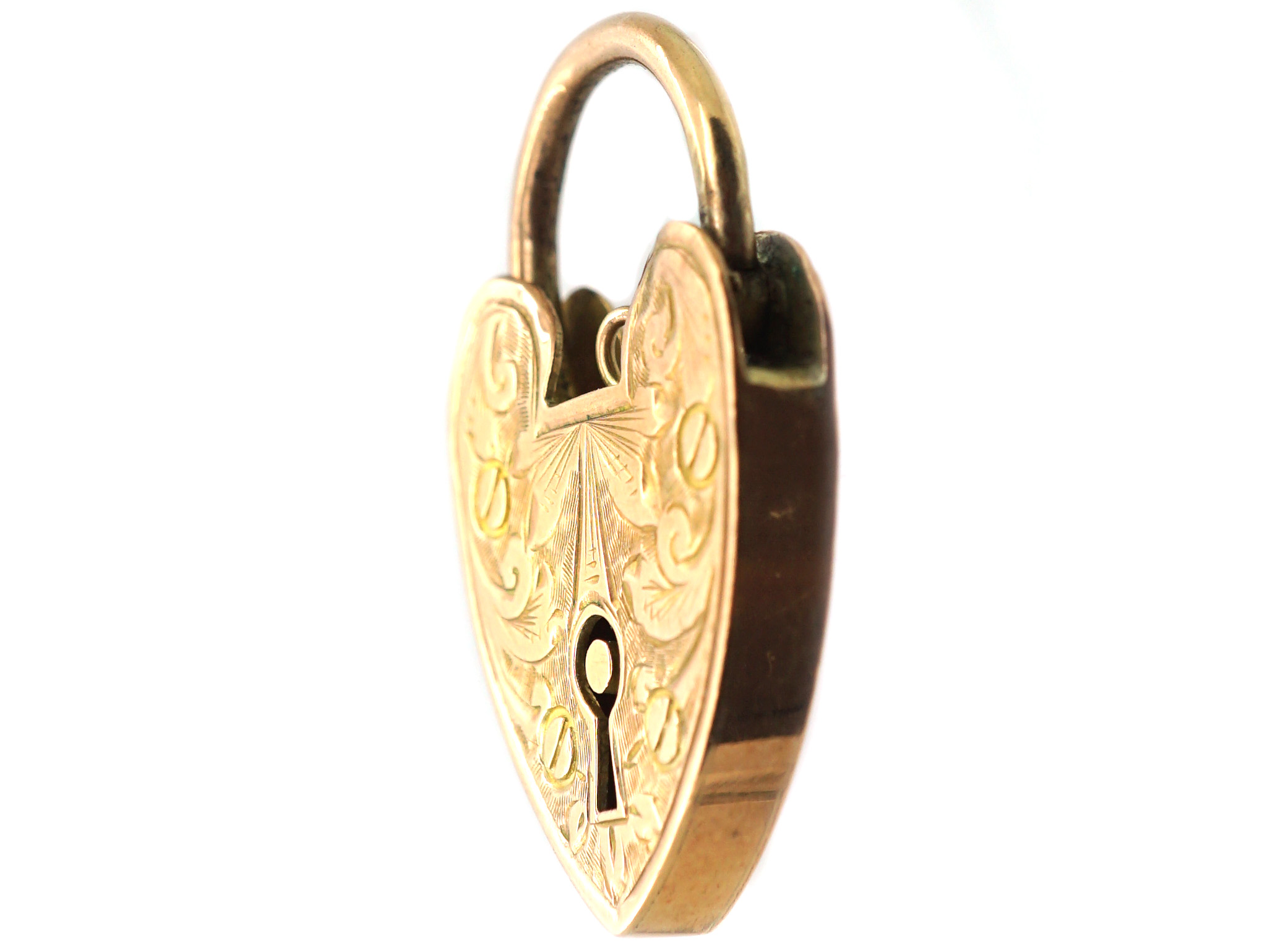 Edwardian 9ct Gold Engraved Heart Padlock (389X) | The Antique ...
