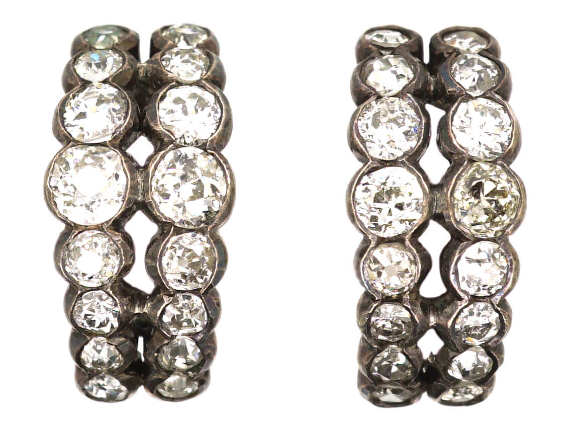 Victorian Silver & Diamond Half Hoop Earrings | AJC - AUS