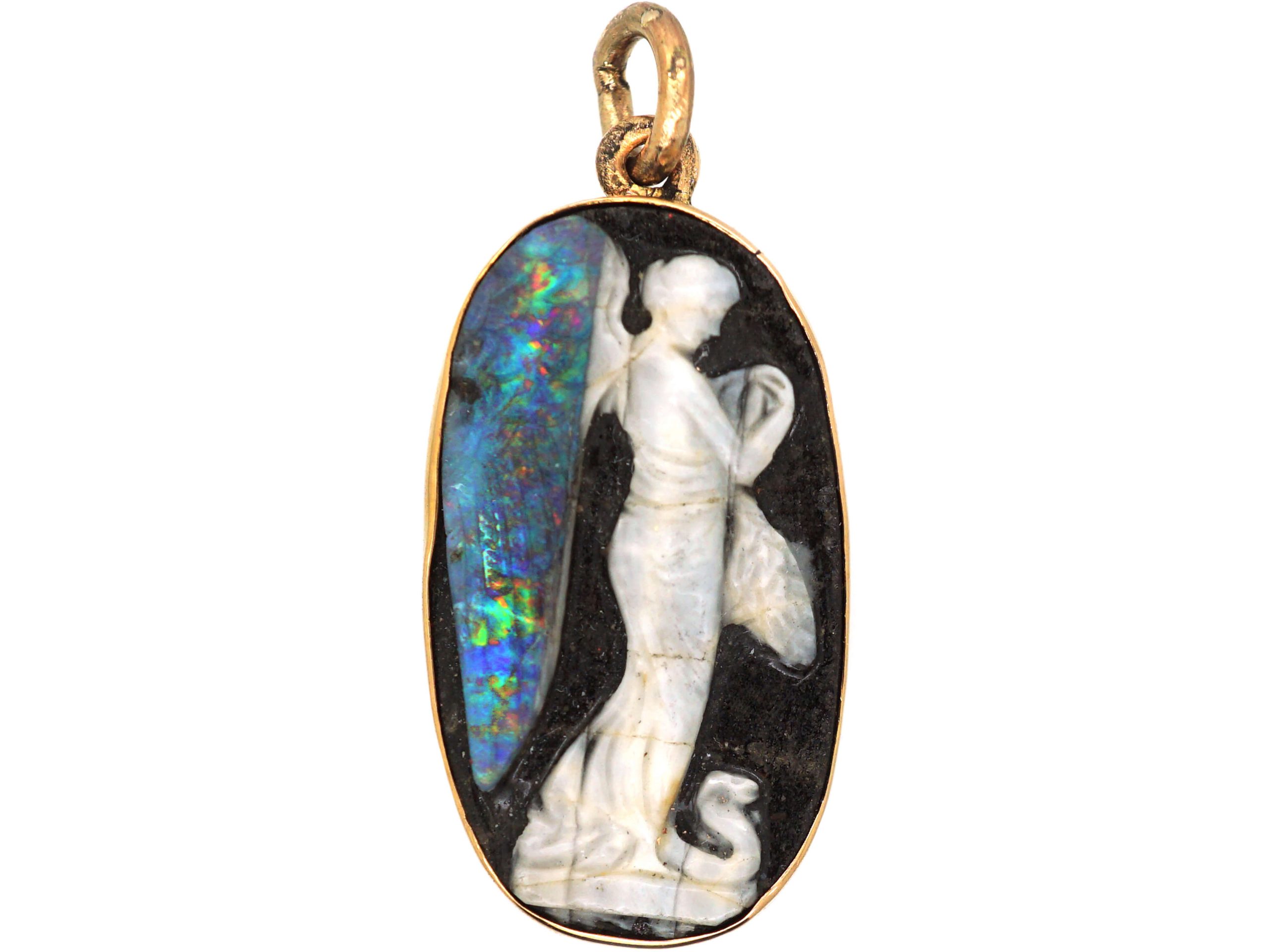 Edwardian 9ct Gold & Carved Opal Pendant of an Angel (48X) | The ...