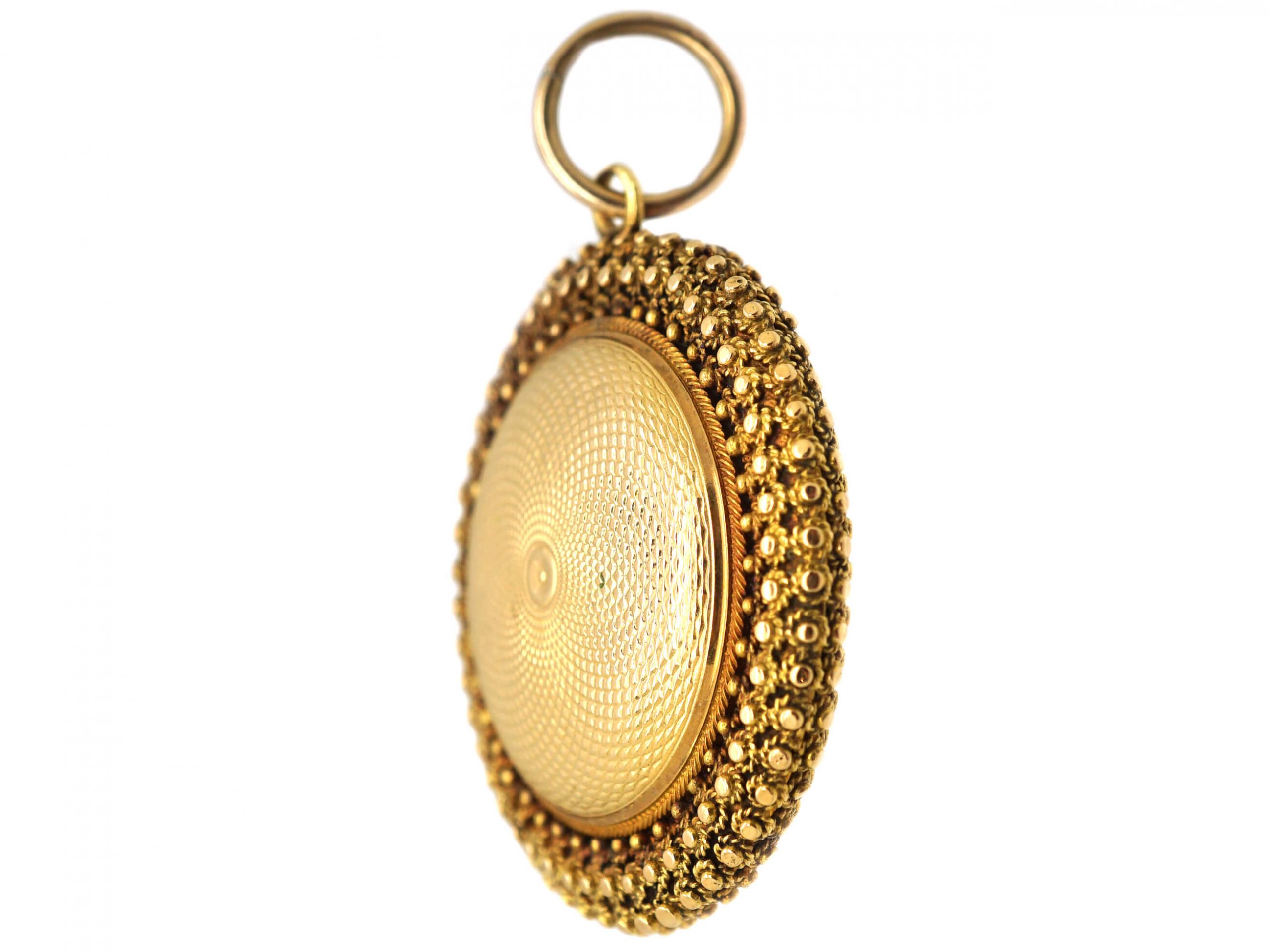 Georgian 18ct Gold Round Engine Turned Locket (316X) | The Antique ...