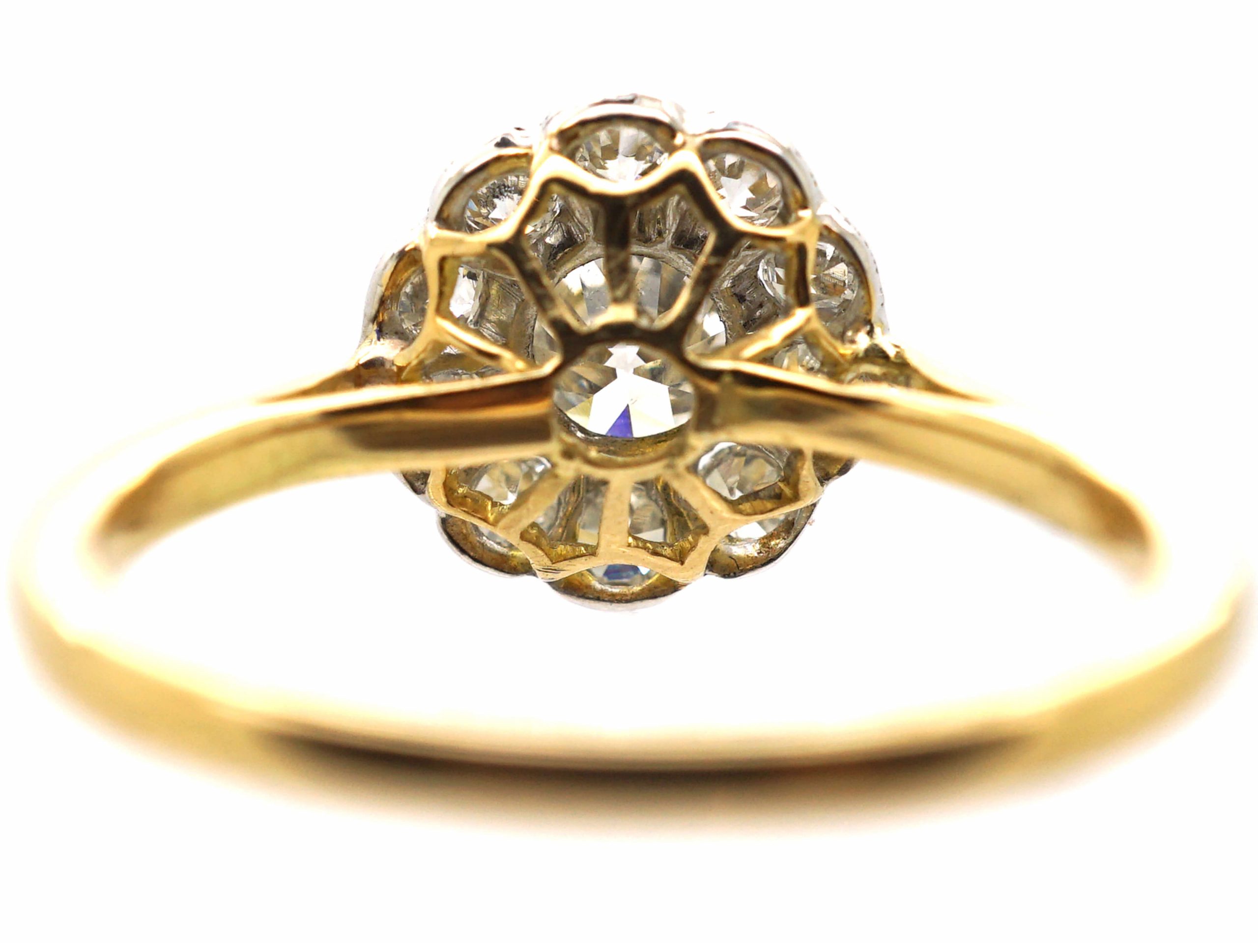 Edwardian 18ct Gold & Platinum Diamond Daisy Cluster Ring (288X) | The ...