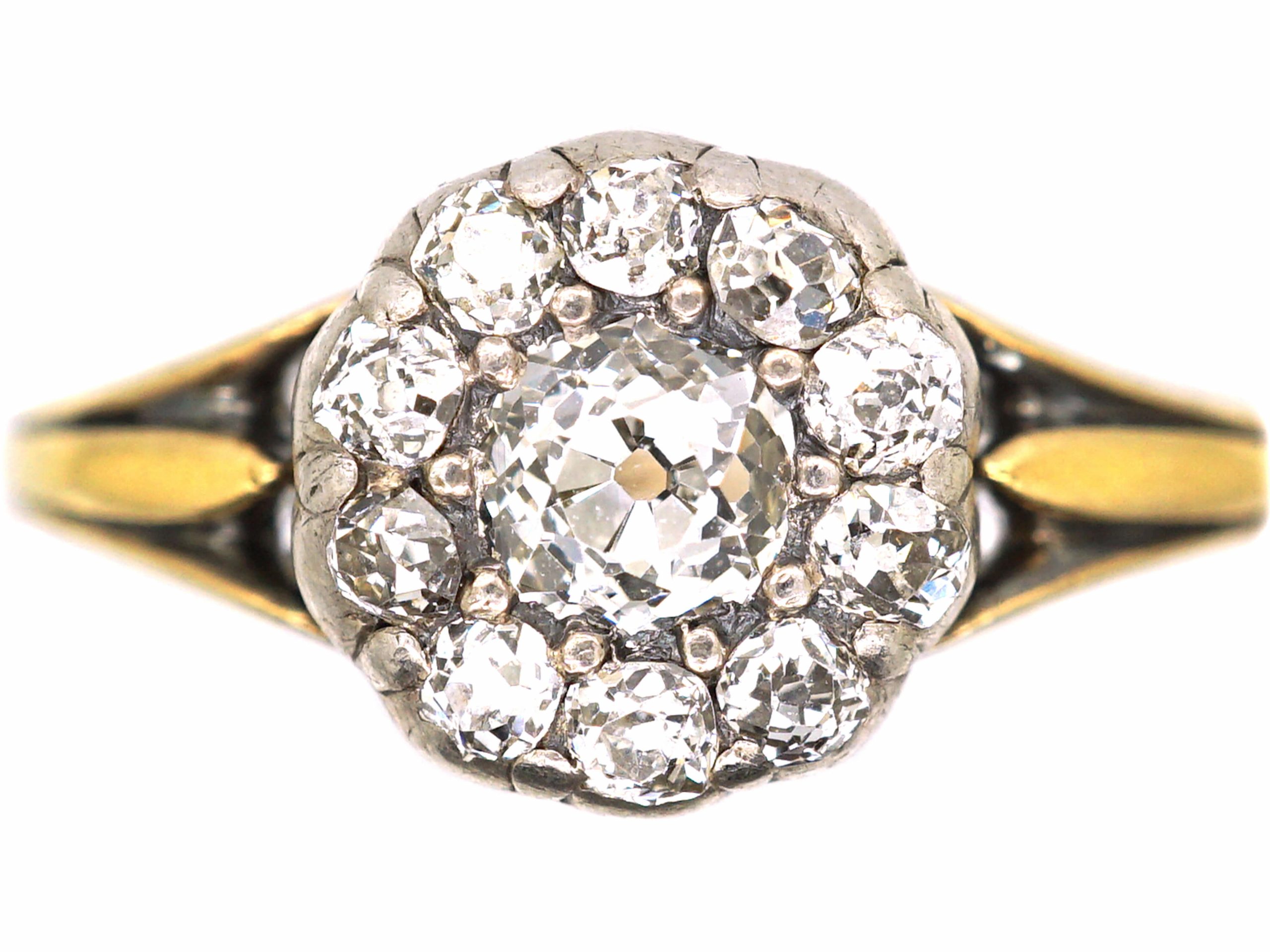 Georgian 18ct Gold & Silver, Diamond Cluster Ring (146X) | The Antique ...