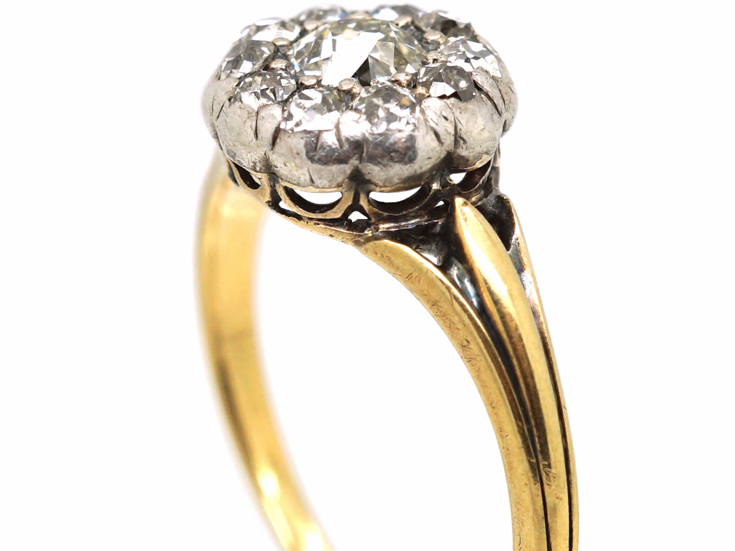 Georgian 18ct Gold & Silver, Diamond Cluster Ring (146X) | The Antique ...