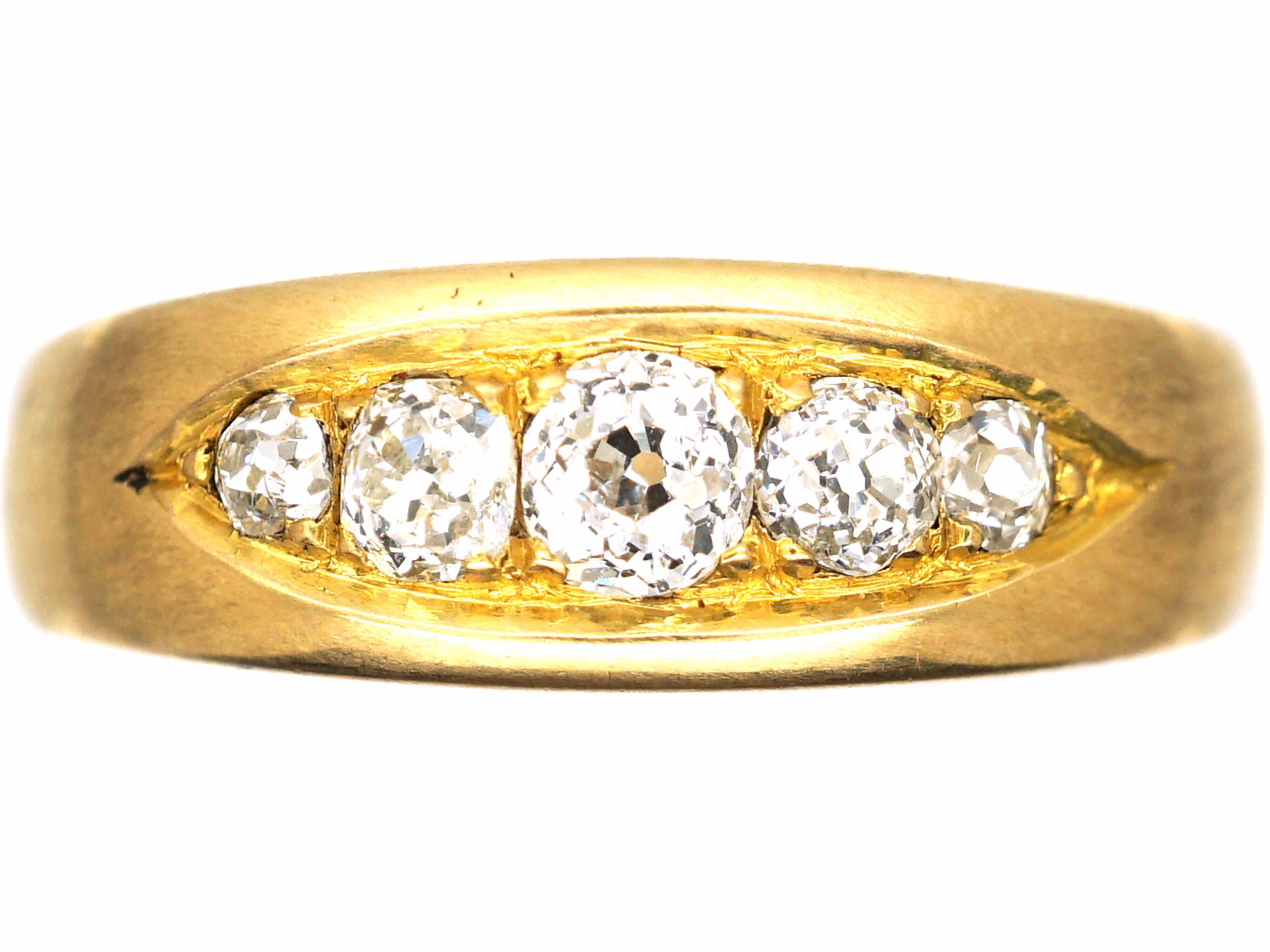 Edwardian 18ct Gold Boat Shaped Ring set with Five Diamonds (180X ...