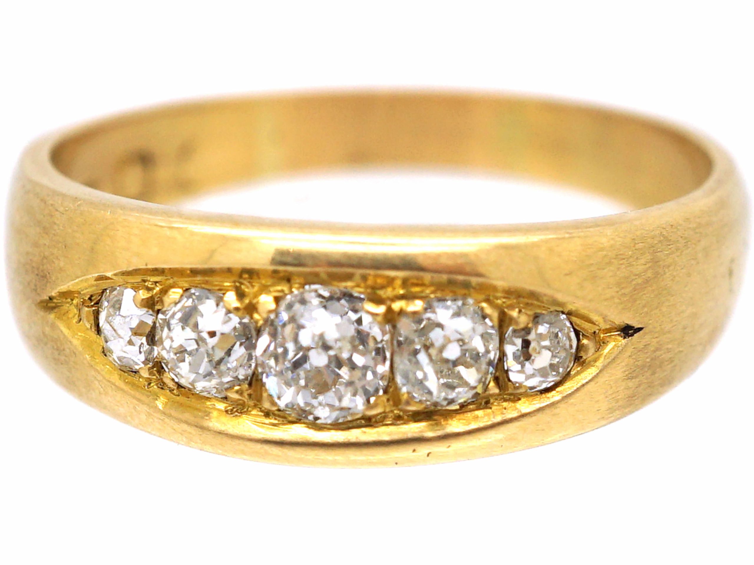 Edwardian 18ct Gold Boat Shaped Ring set with Five Diamonds (180X ...