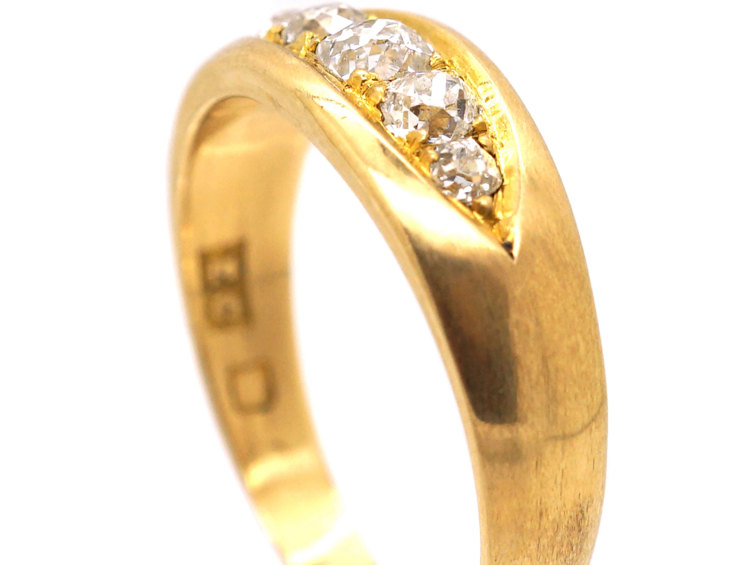 Edwardian 18ct Gold Boat Shaped Ring set with Five Diamonds (180X ...