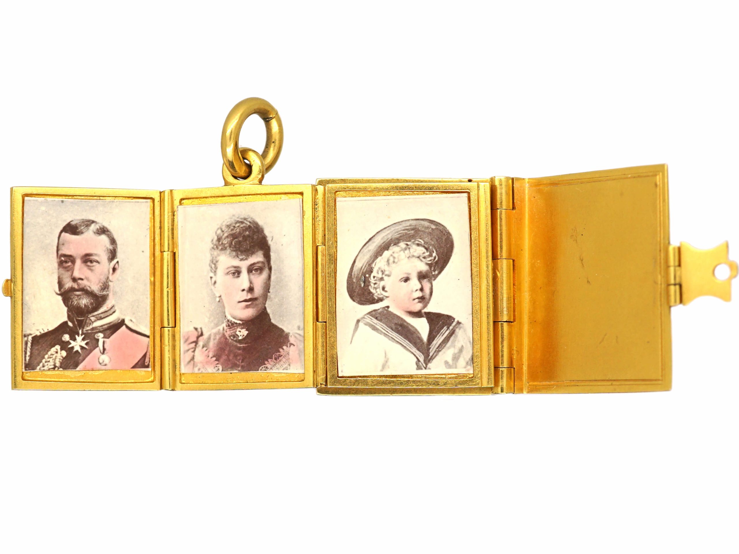 Victorian 18ct Gold & Blue Enamel Royal Souvenir Book Locket (137X ...