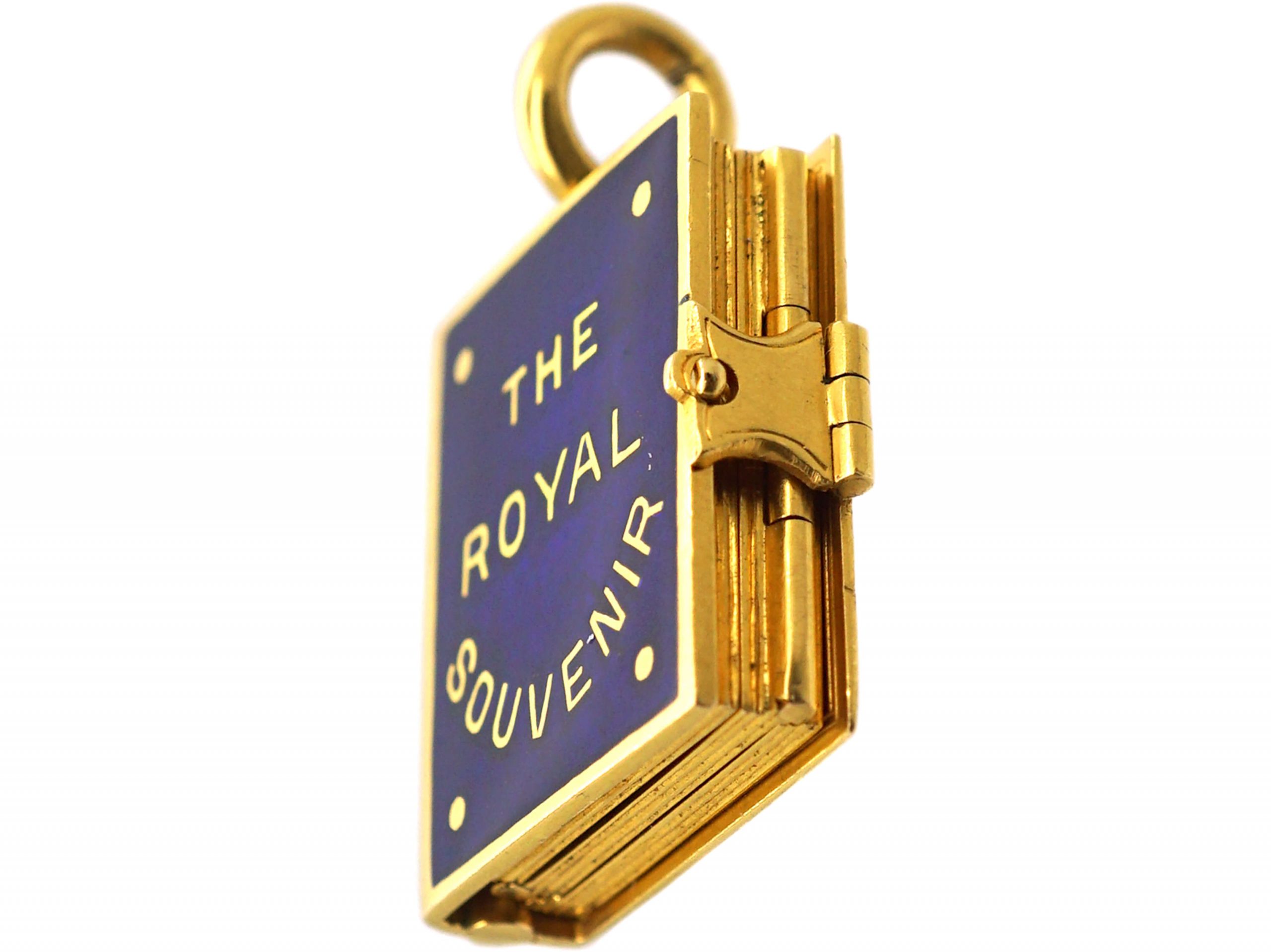 Victorian 18ct Gold & Blue Enamel Royal Souvenir Book Locket (137X ...