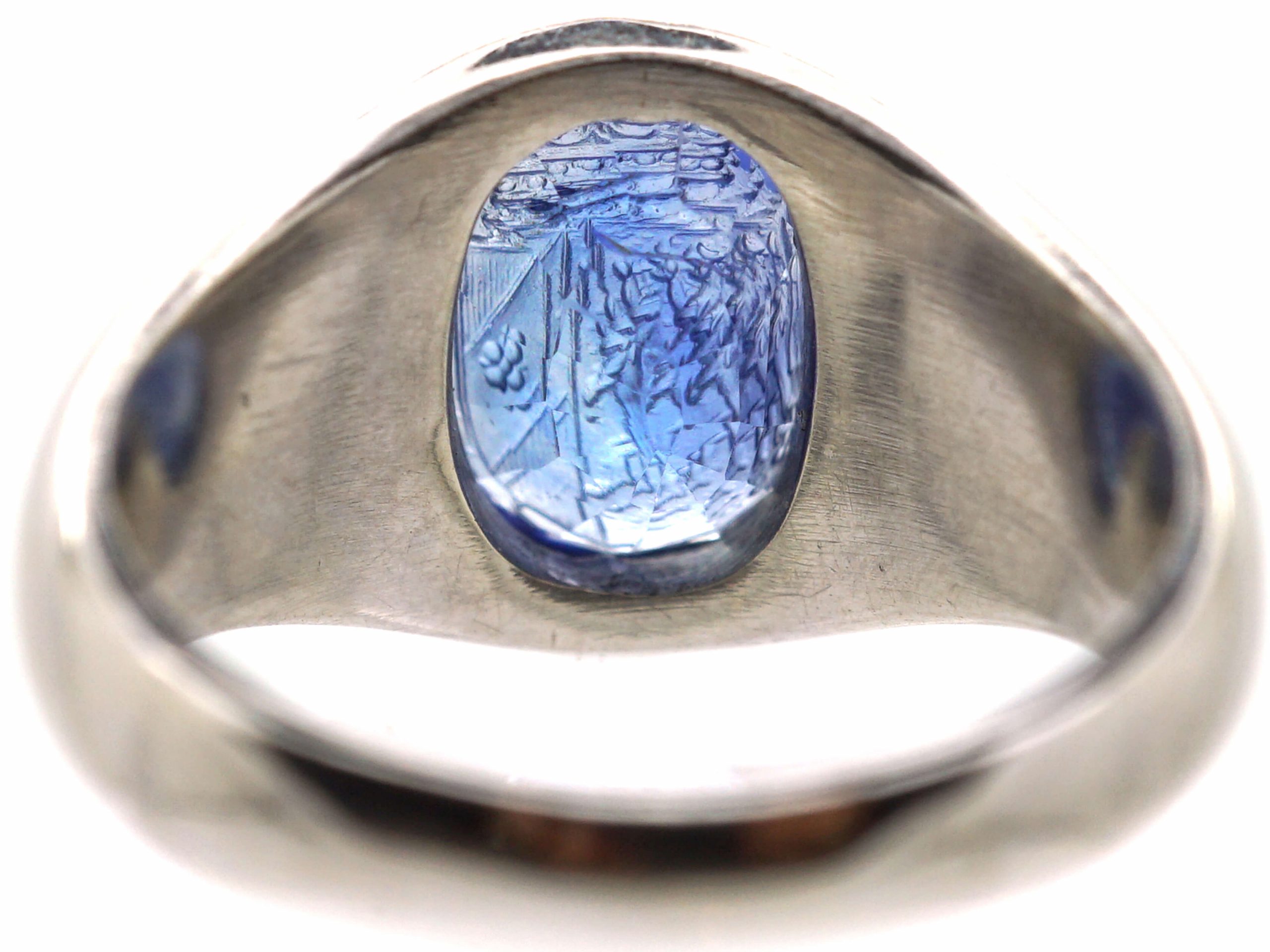 Platinum Signet Ring with Sapphire Intaglio of a Crest (402X) | The ...