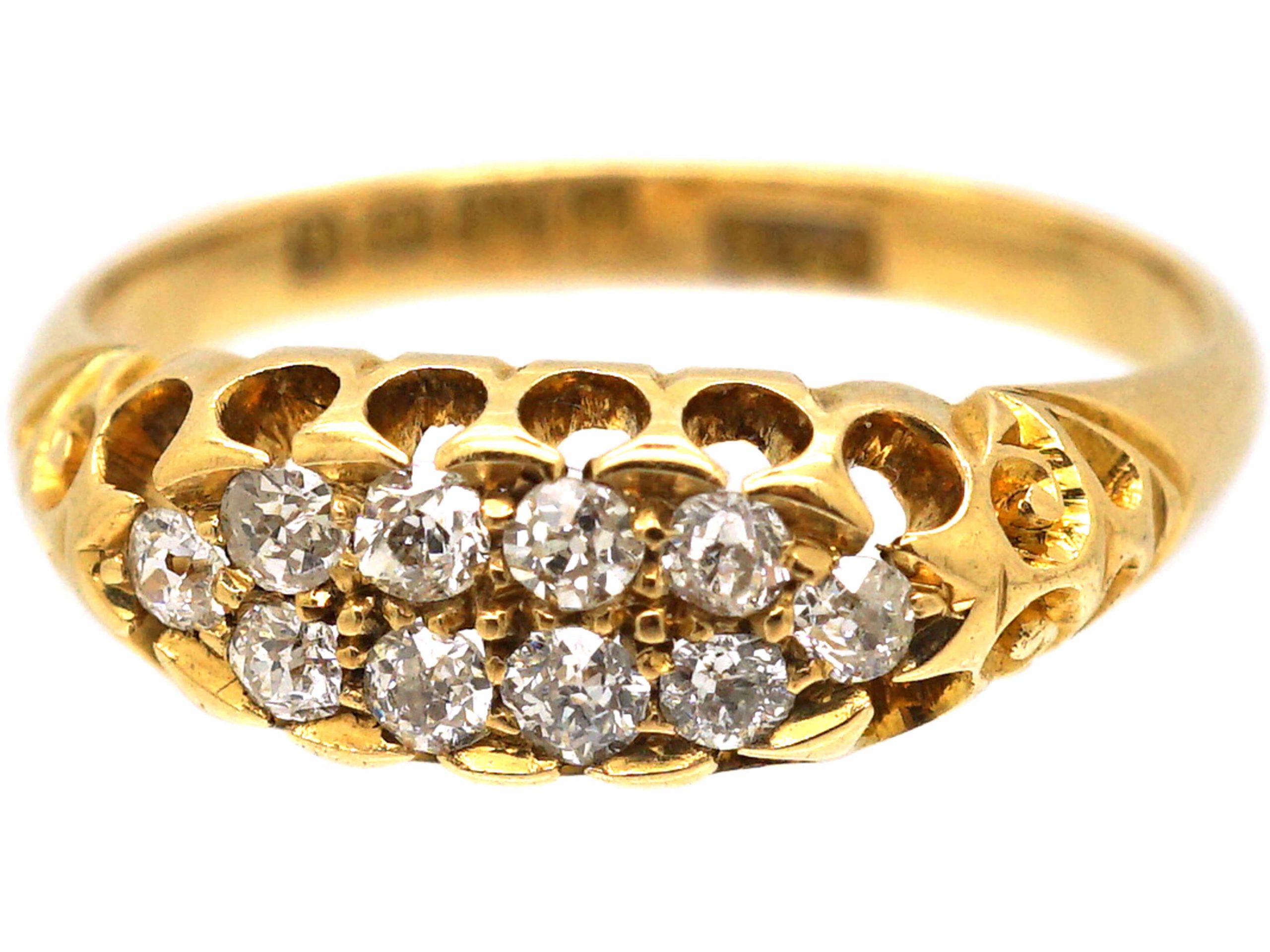 Edwardian 18ct Gold Boat Shaped Ring set with Diamonds (195X) | The ...