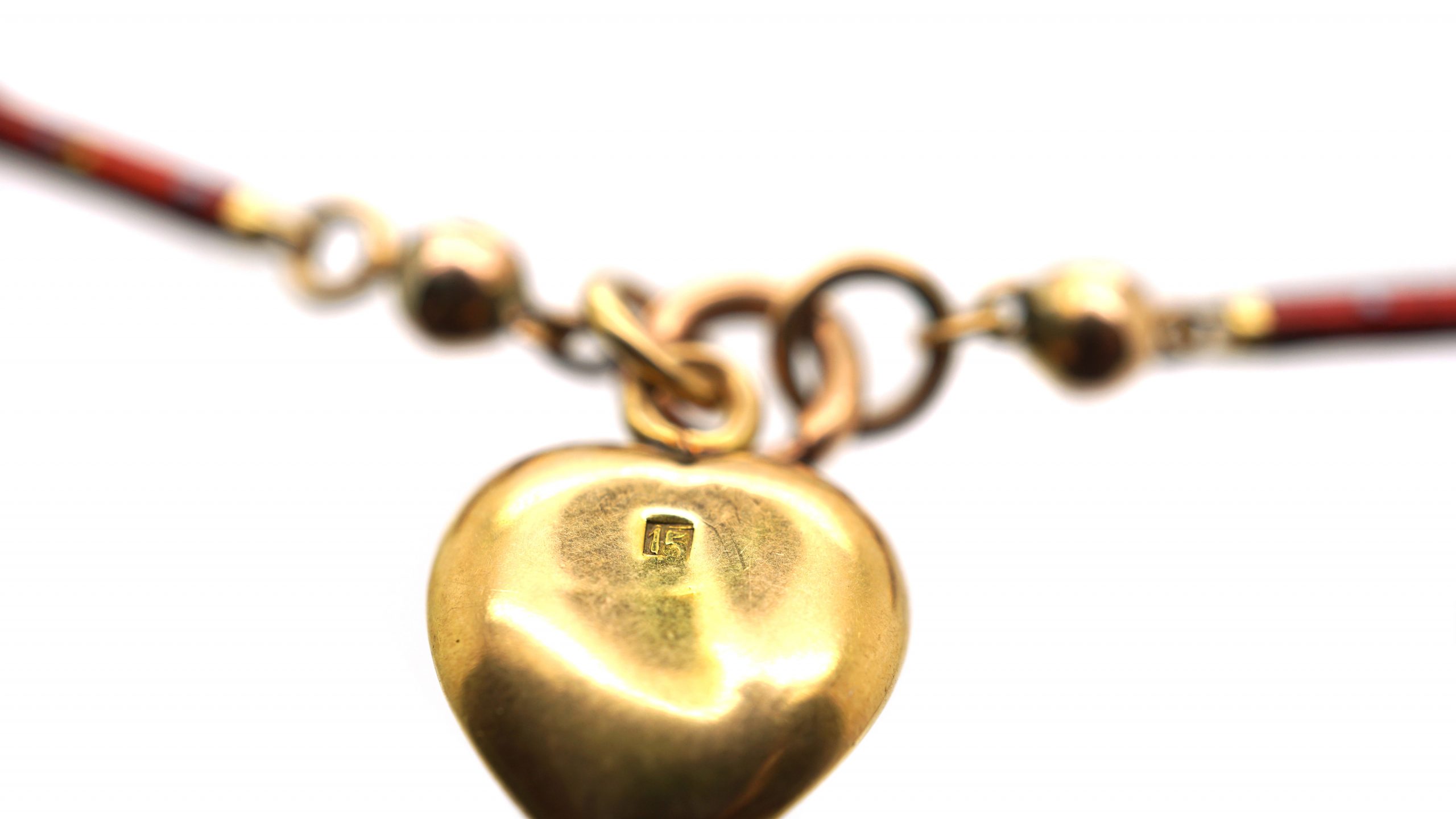 Edwardian 9ct Gold, Red & White Enamel Bracelet with 15ct Gold Red ...