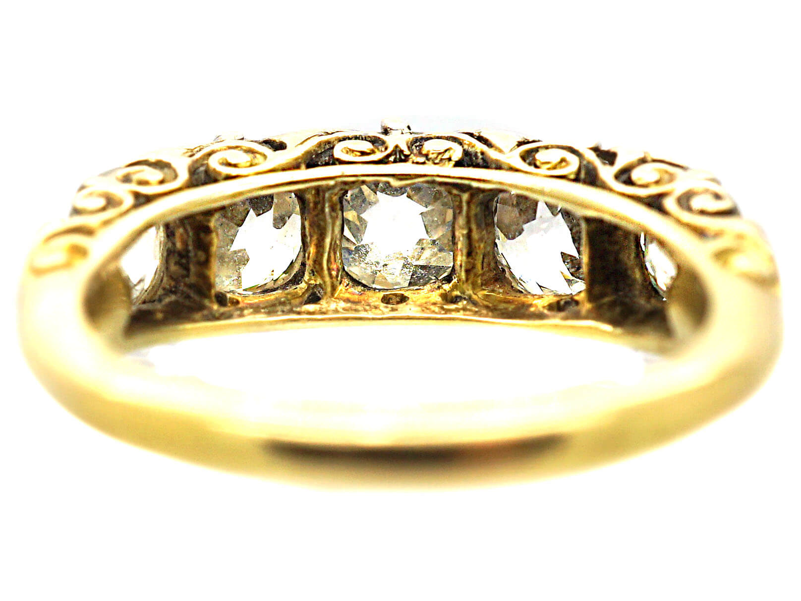Victorian 18ct Gold, Carved Half Hoop Diamond Ring (340X) | The Antique ...