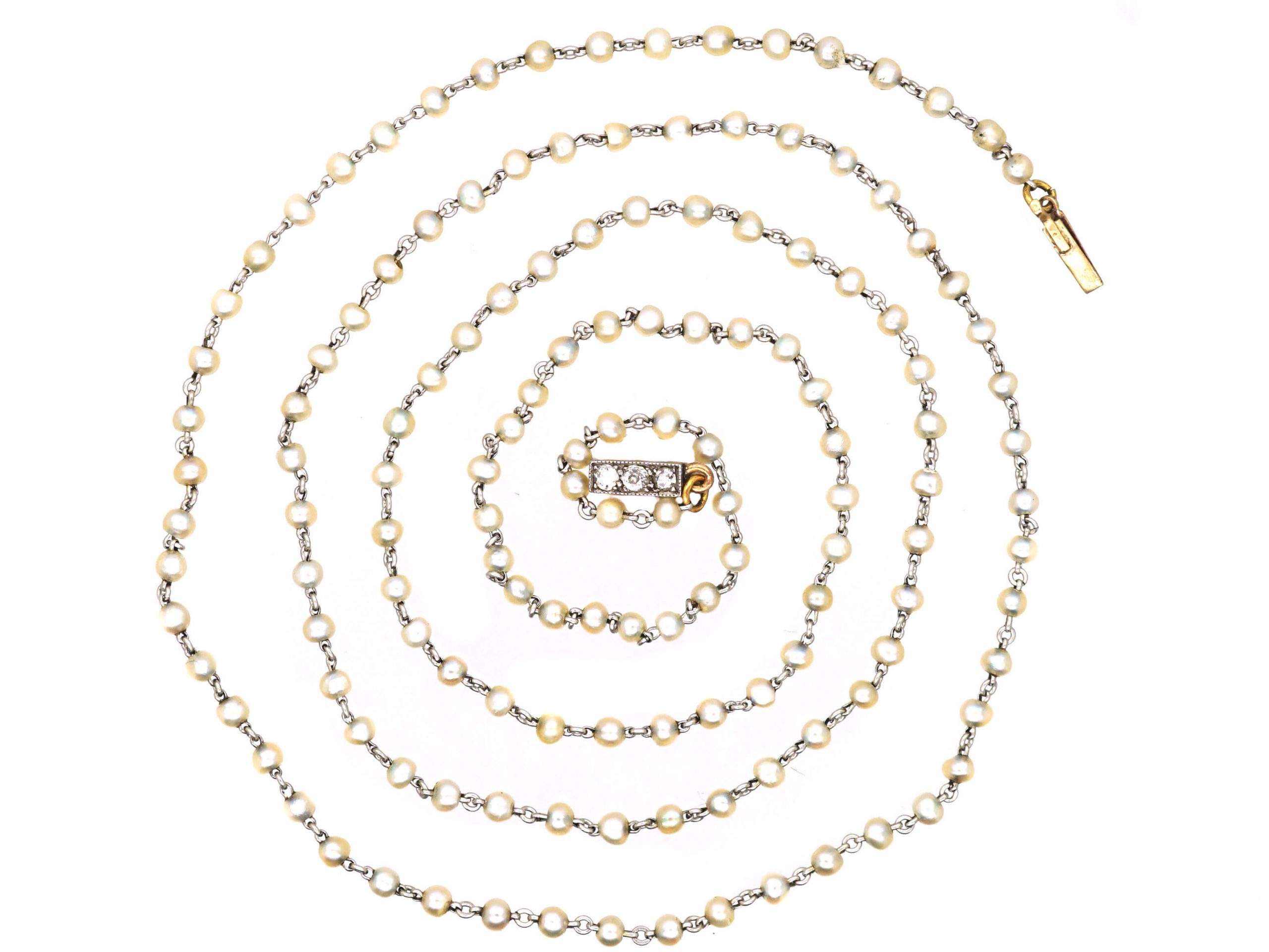 Edwardian Platinum & Natural Pearl Chain (176X/PR) | The Antique ...