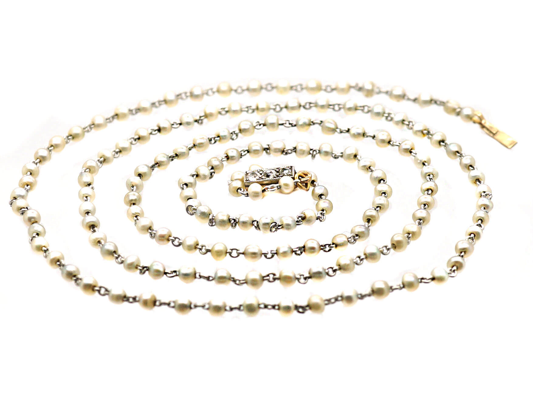 Edwardian Platinum & Natural Pearl Chain (176X/PR) | The Antique ...