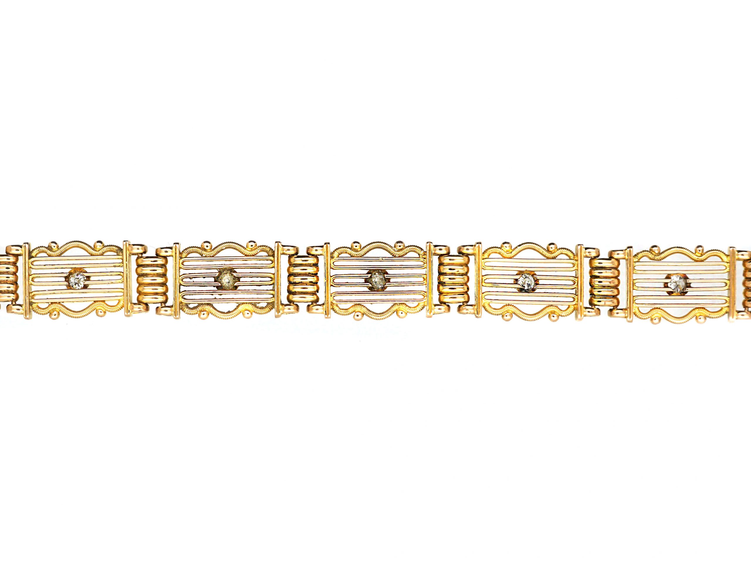 Edwardian 15ct Gold Gate Bracelet set with Diamonds (416X) | The ...