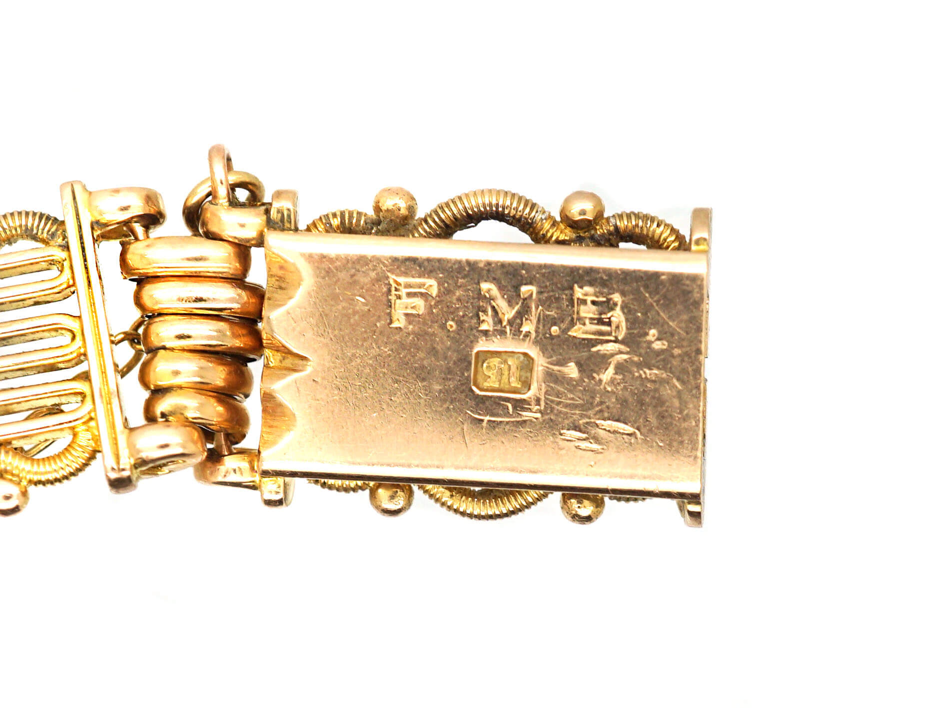 Edwardian 15ct Gold Gate Bracelet set with Diamonds (416X) | The ...