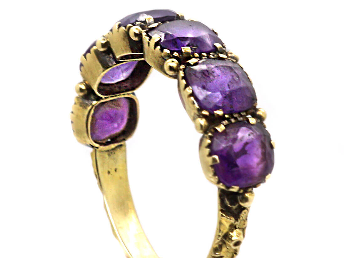 Georgian 15ct Gold Amethyst Six Stone Ring (481X) | The Antique ...