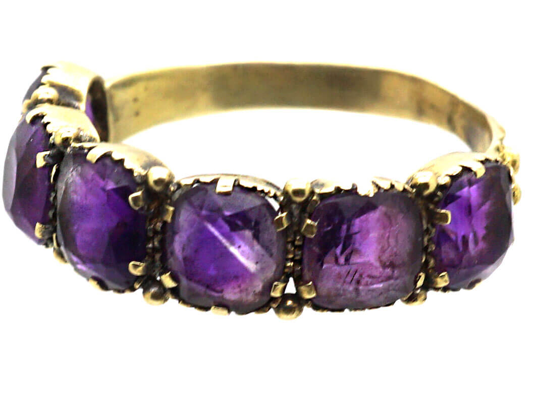 Georgian 15ct Gold Amethyst Six Stone Ring (481X) | The Antique ...