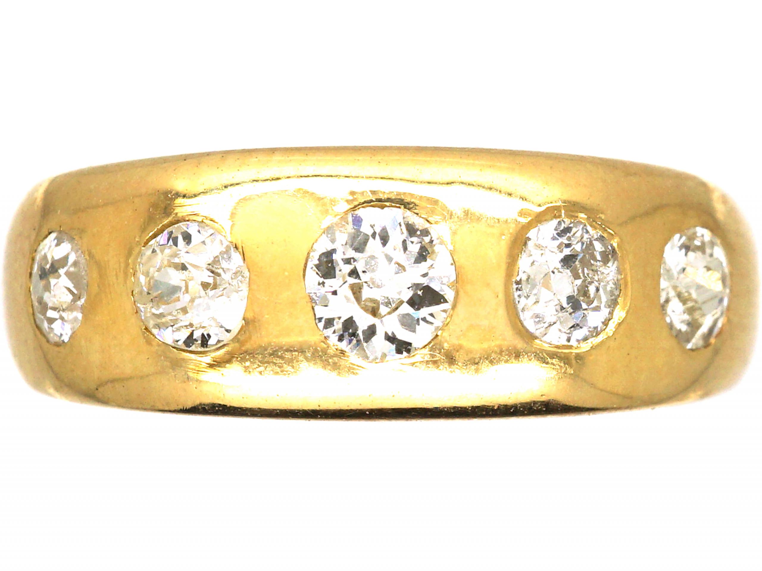 Victorian 18ct Gold, Five Stone Diamond Rub Over set Ring (488X) | The ...